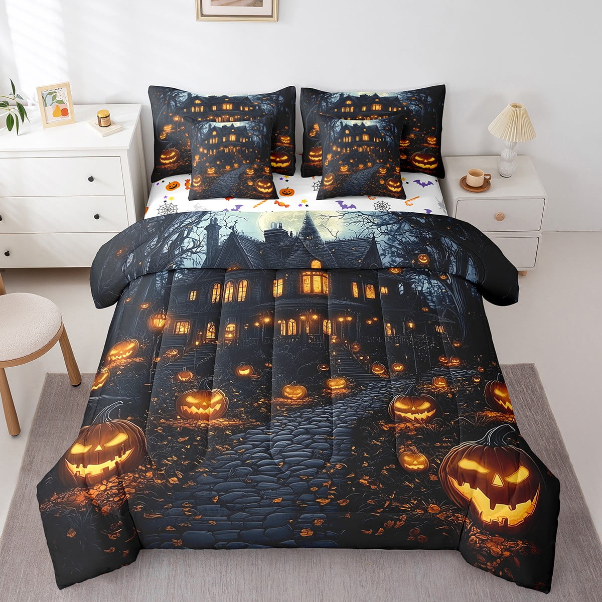 YST 7 Piece Kids Horror Halloween Full Comforter Set with Sheets,Gothic ...