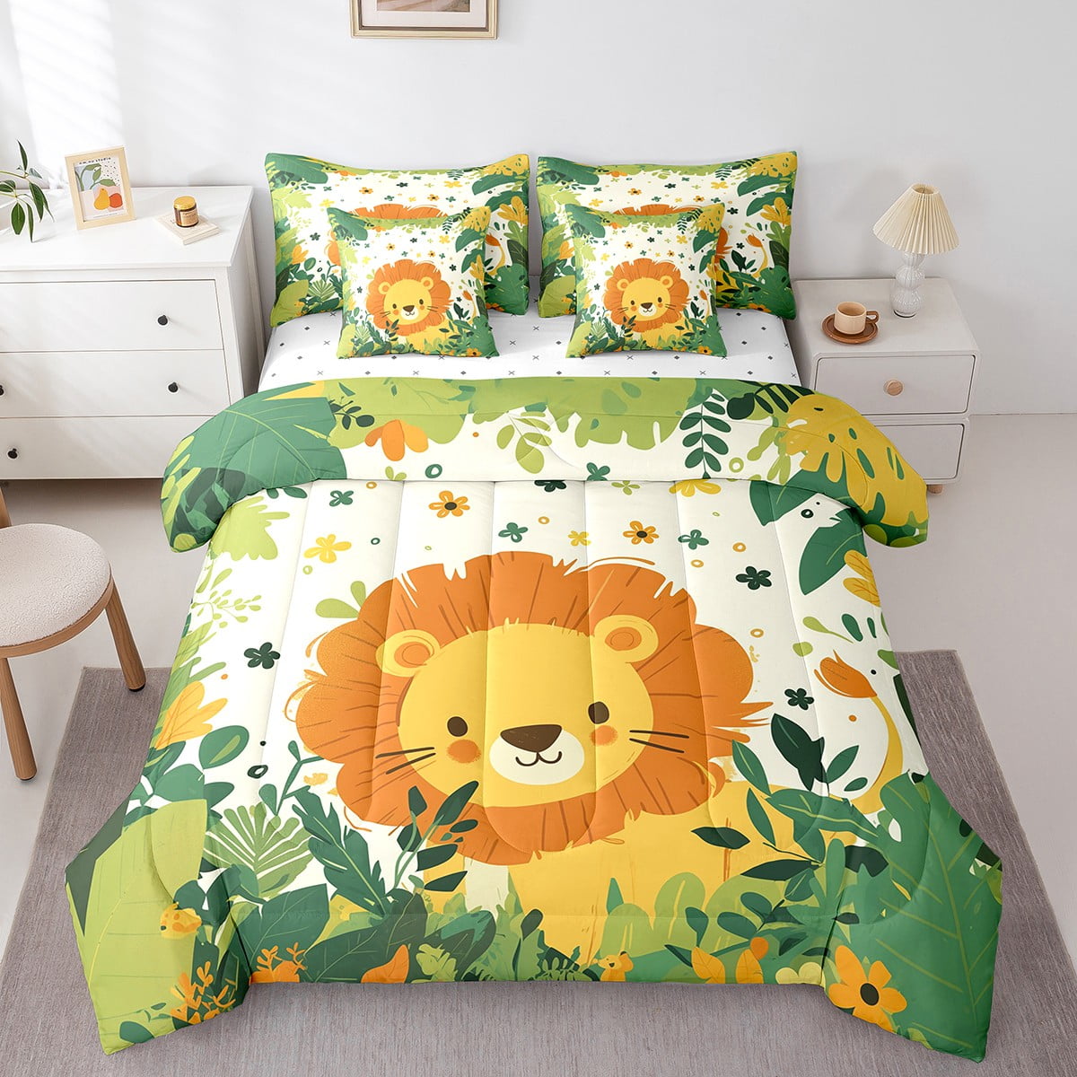 Erosebridal 7 Piece Lion Full Comforter Set with Sheets,Jungle Animal ...