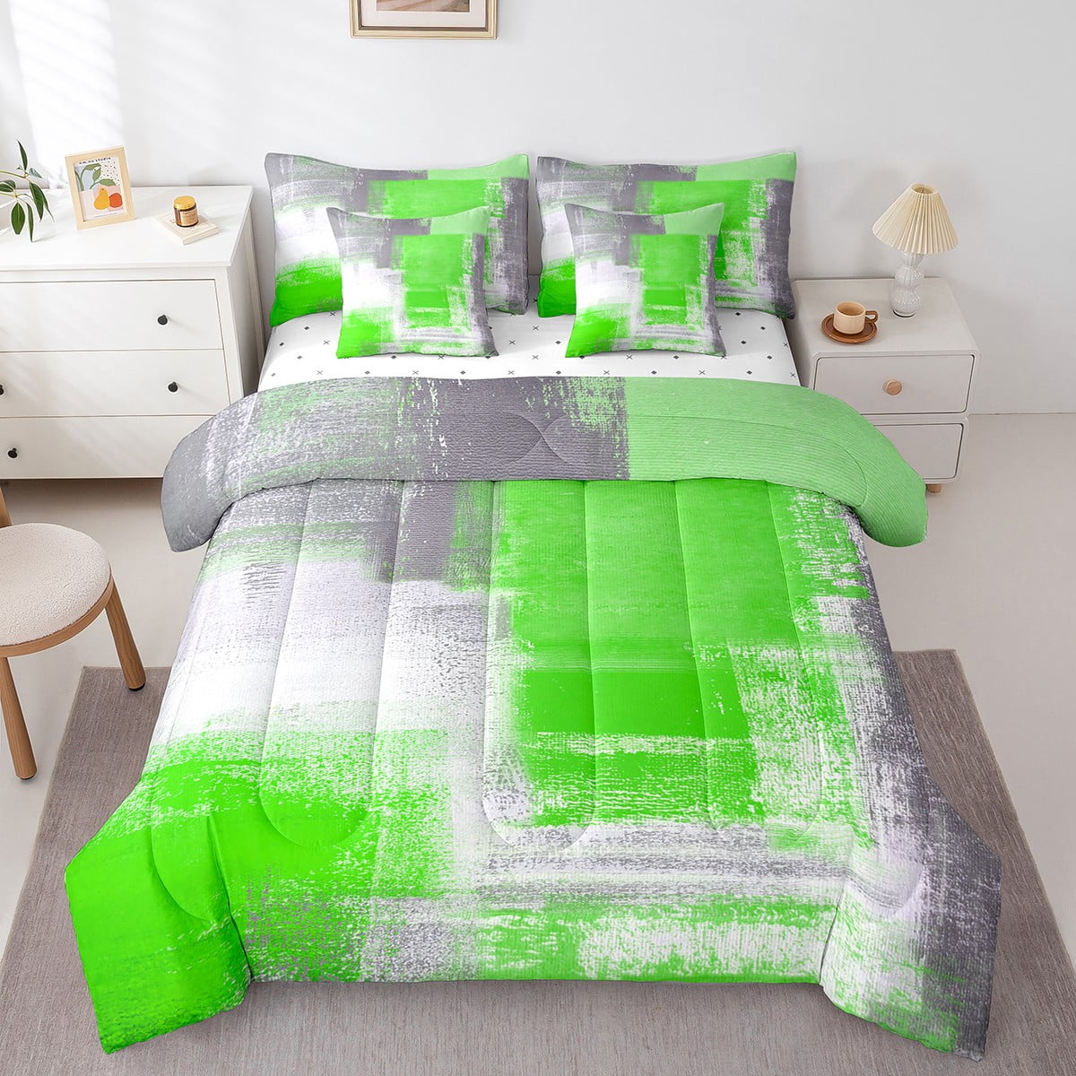 YST 7 Piece Oil Painting Comforter Set for Kids Teens Adult,Retro Light ...