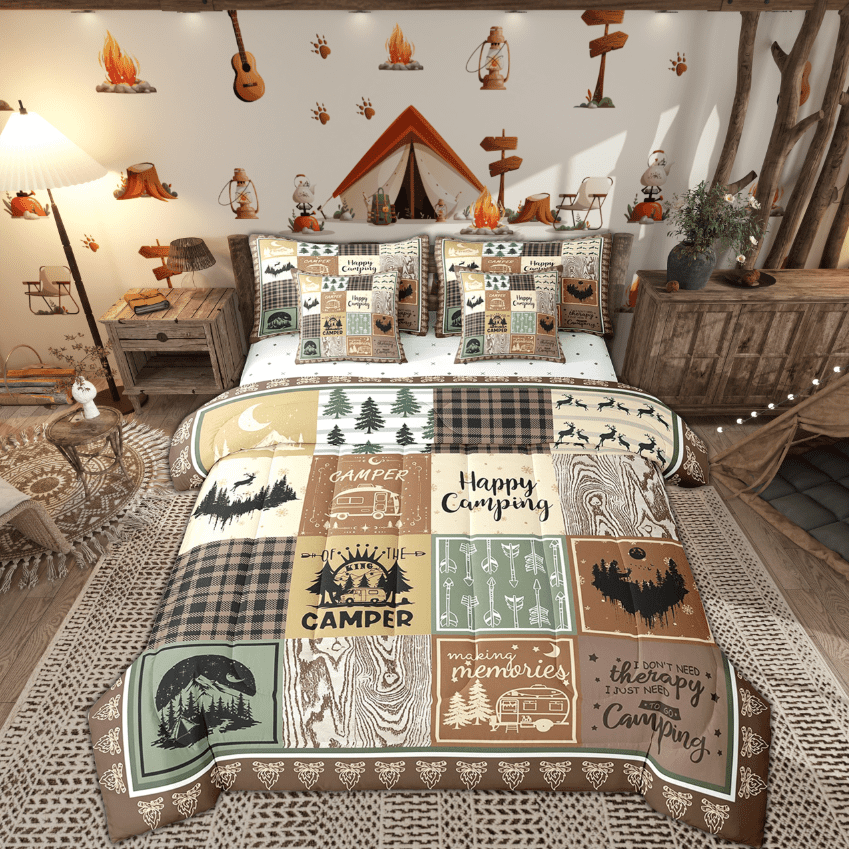 Erosebridal 7 Piece Rv Camper Queen Bedding Set Adult,Woodland Camping ...