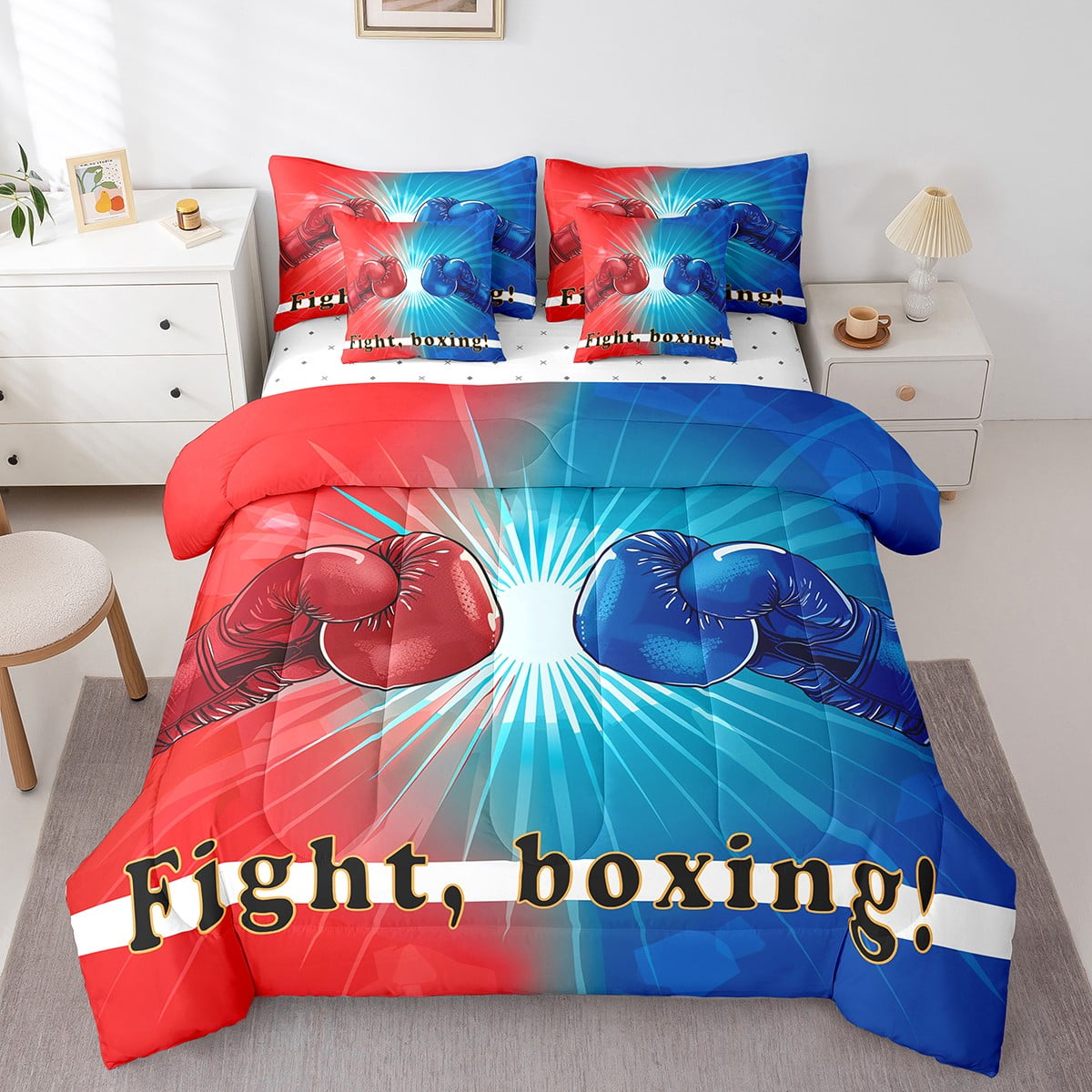 YST 7 Piece Teens Boxing Bed In A Bag Full Size,Fire and Ice Fight ...