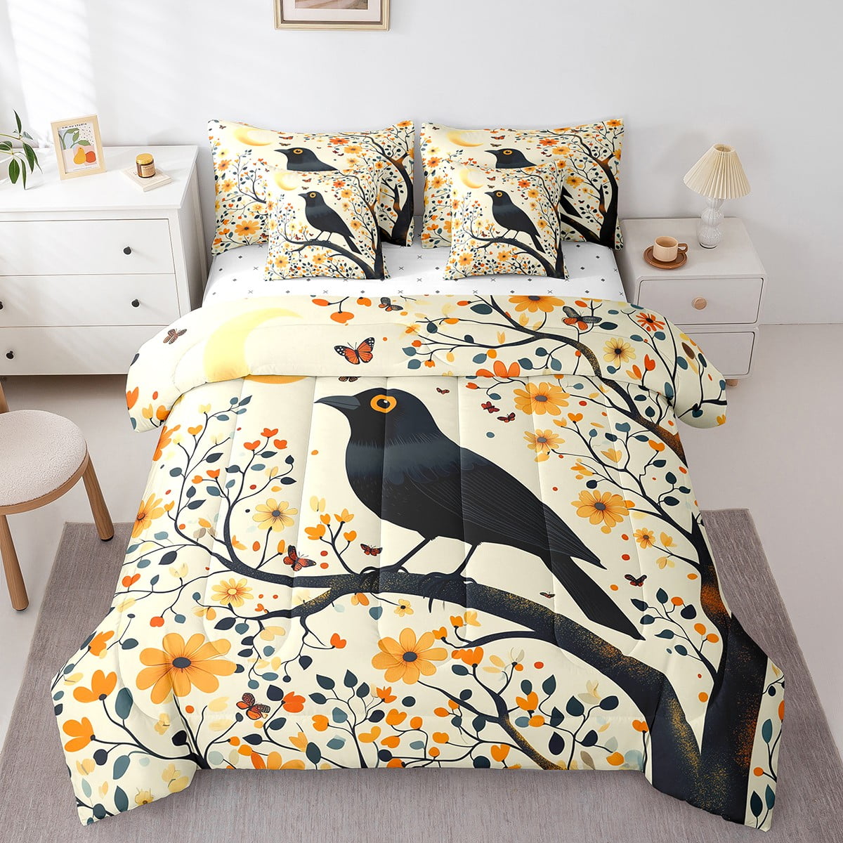 YST 7 Pieces Full Raven Bedding Sets Crow Bird Animal Comforter Set ...