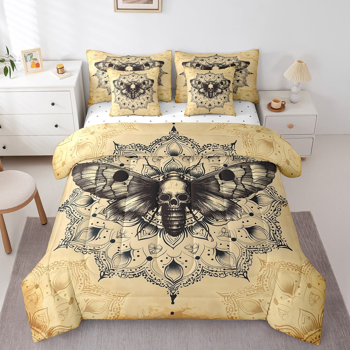 YST 7 Pieces Moth Bed Sets Queen Halloween Comforter And Sheets - Sugar ...