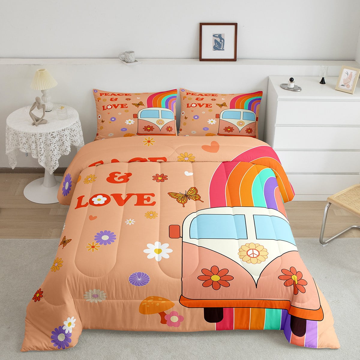 Erosebridal 70S 80S Flower Bedding Set, 90S Groovy Flowers Comforter ...