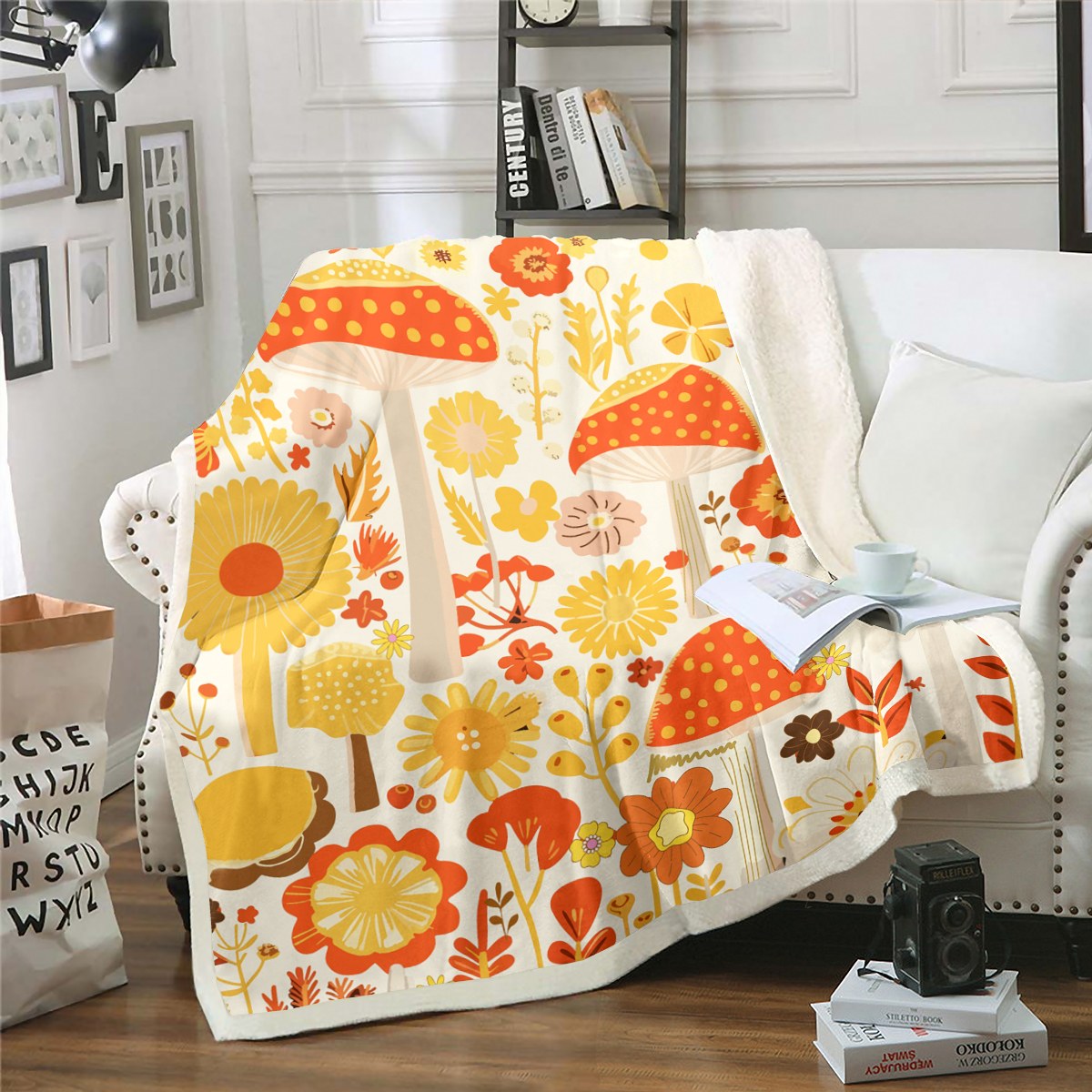70S Groovy Flower Fleece Blanket Queen Size, 80S 90S Retro Floral ...