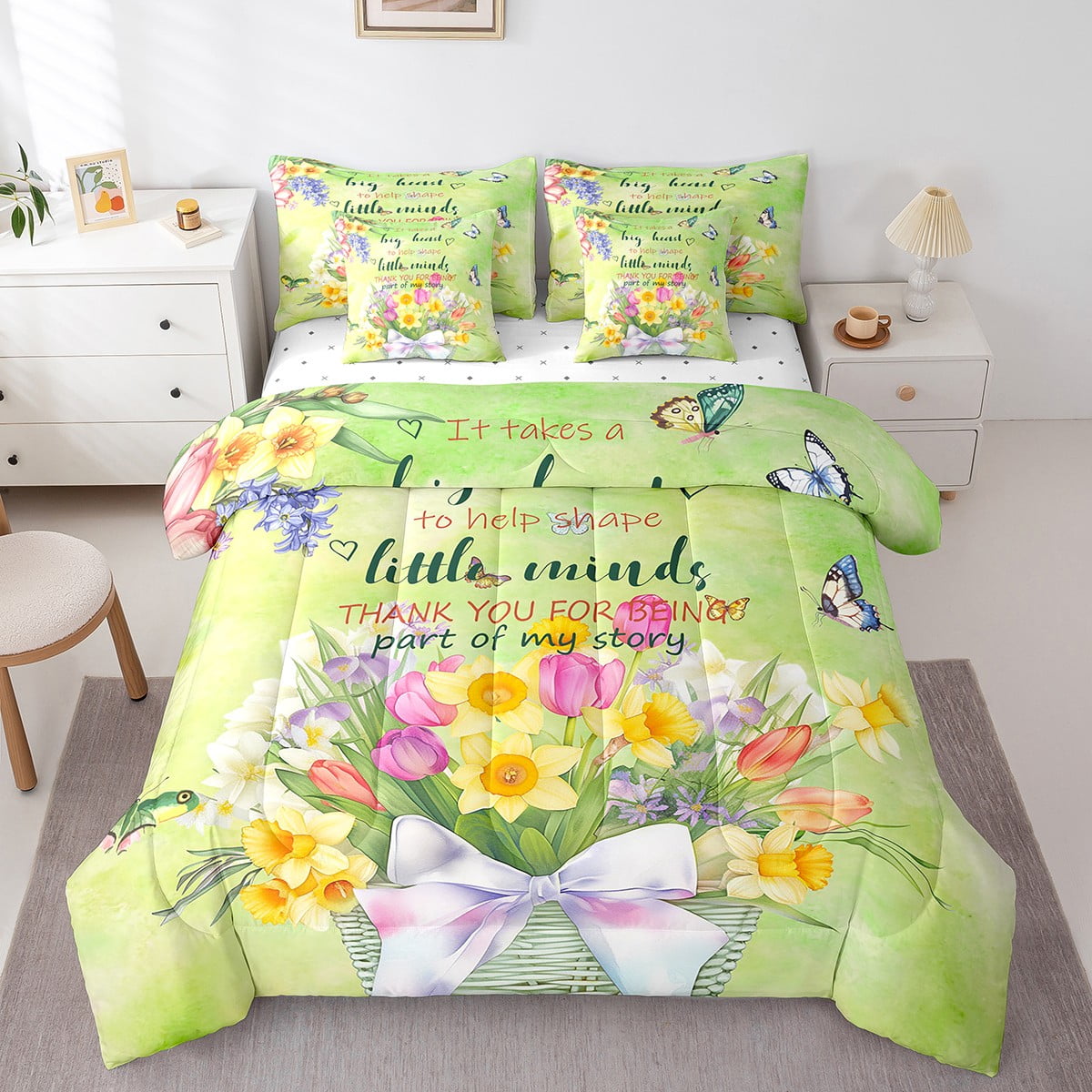 YST 7Pcs Thanksgiving Flowers Comforter Set Full Size Colorful Flowers ...