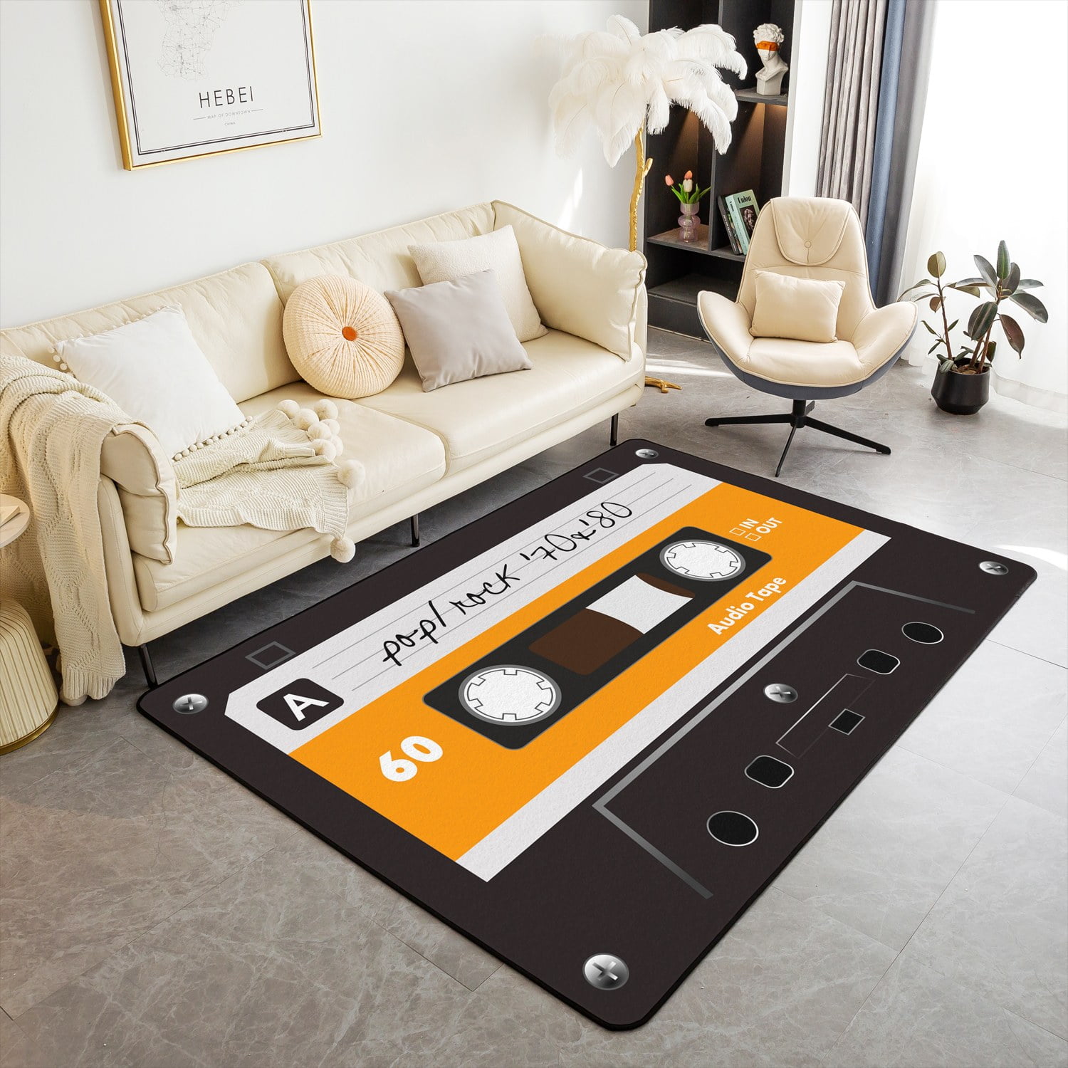 Erosebridal 80s Party Area Rug 3x5 for Bedside,Audio Cassette Carpet ...