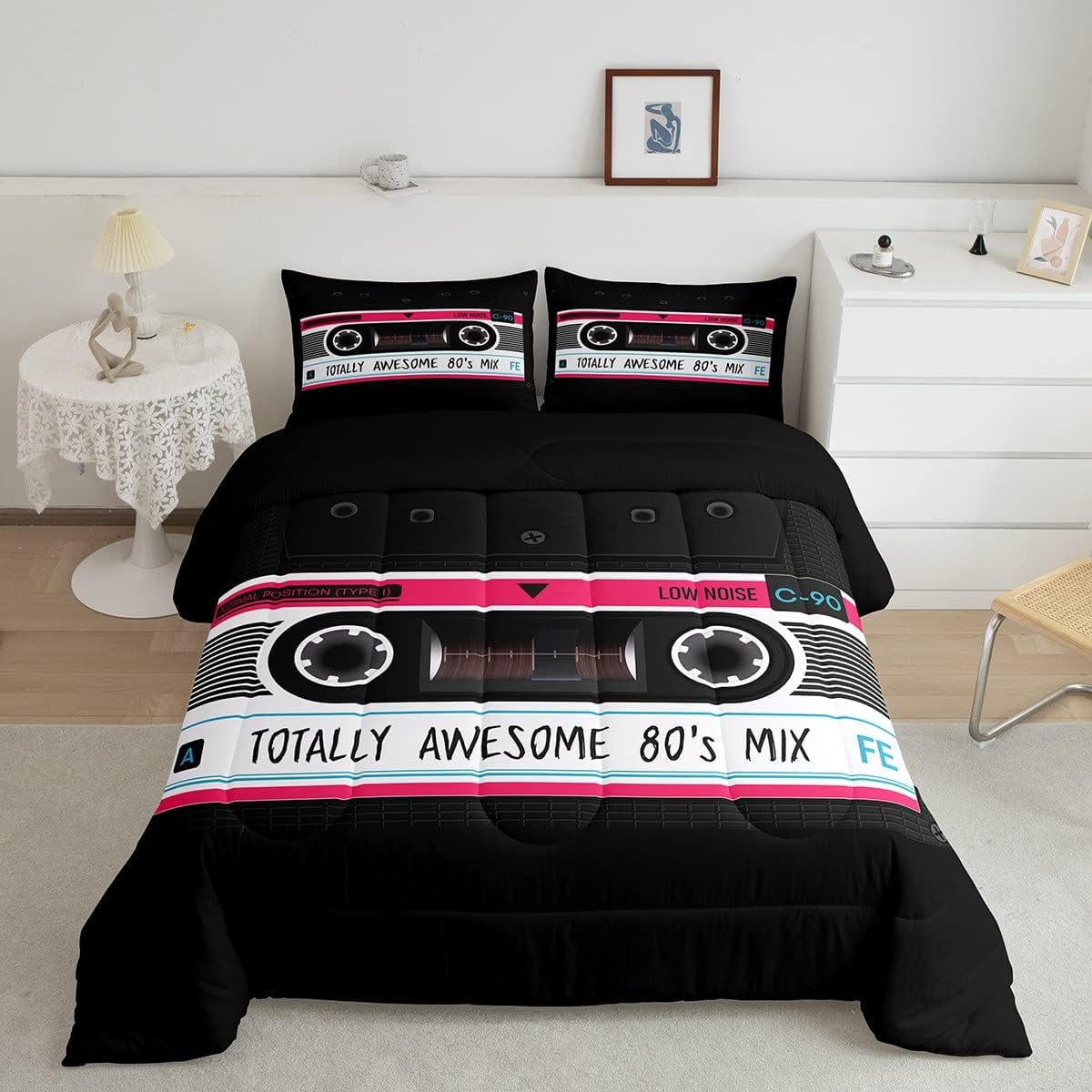 80s Party Comforter Set King,Audio Cassette Bedding Set ,Vintage Music ...