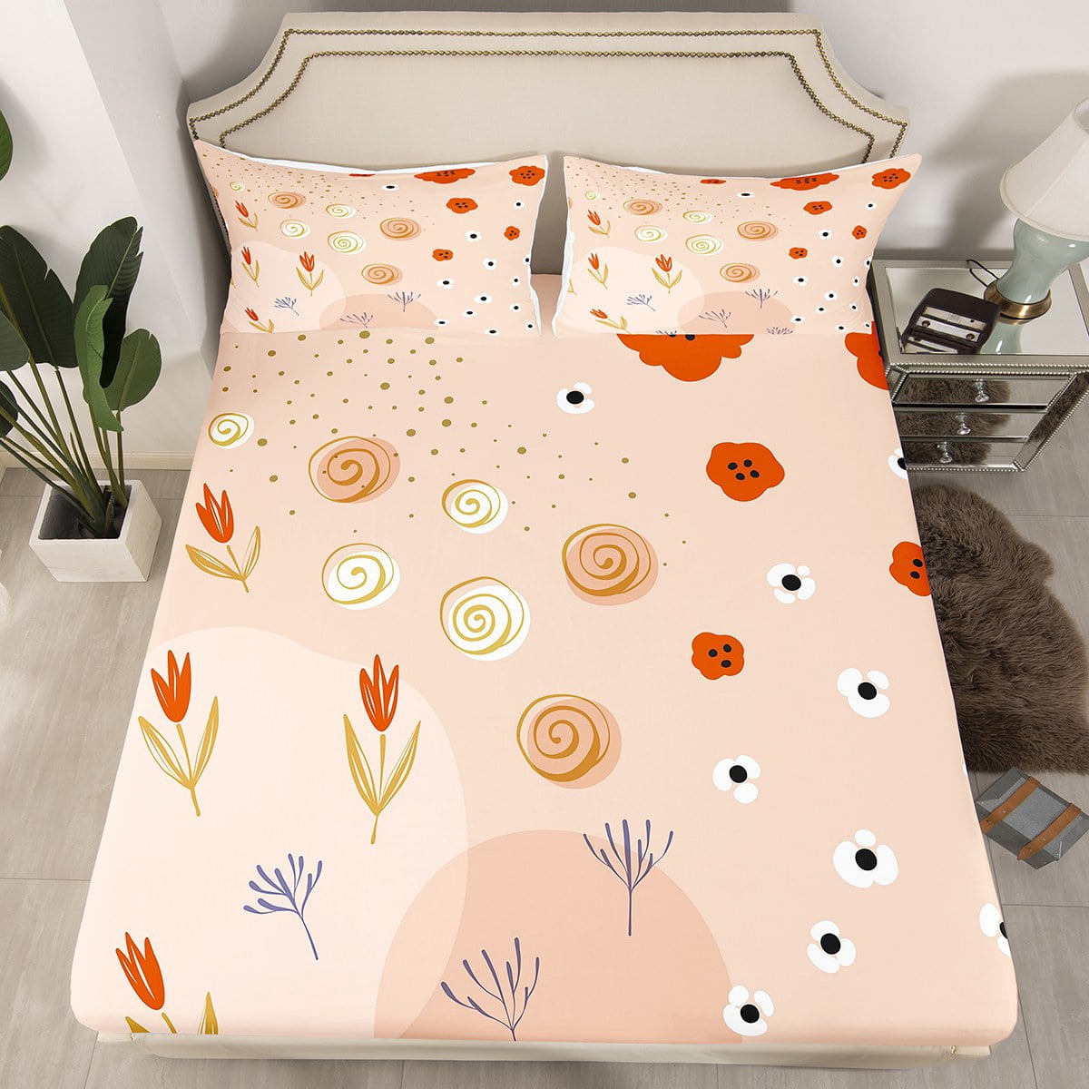 Abstract Aesthetic Queen Sheets Modern Mid Century Bed Sheets, Red ...