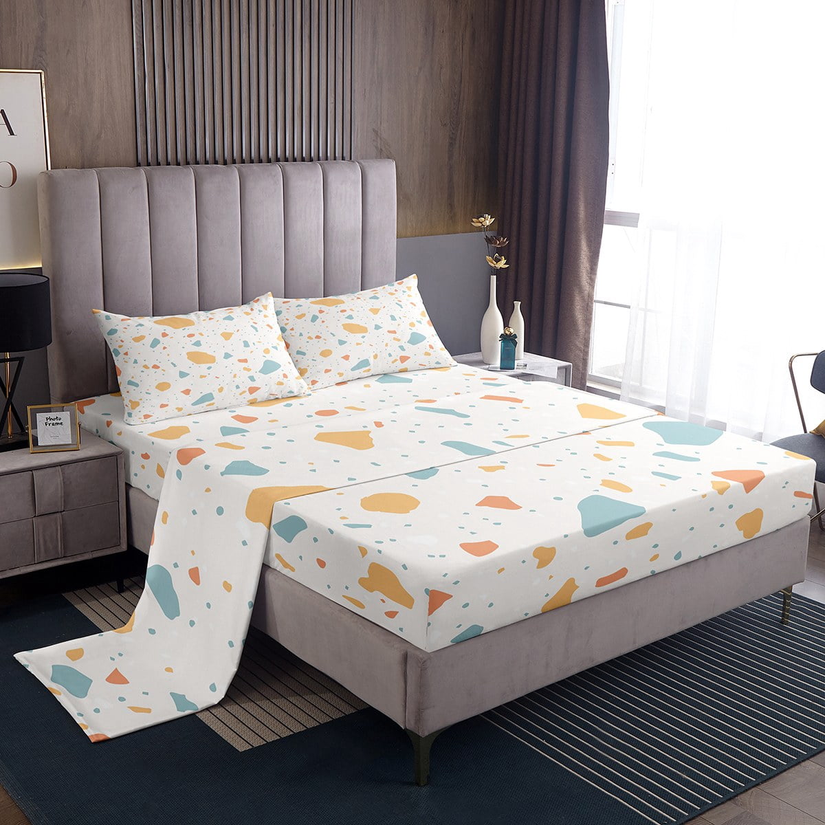 Erosebridal Abstract Art Bed Set Rainbow Marble Bed Sheets Set ...
