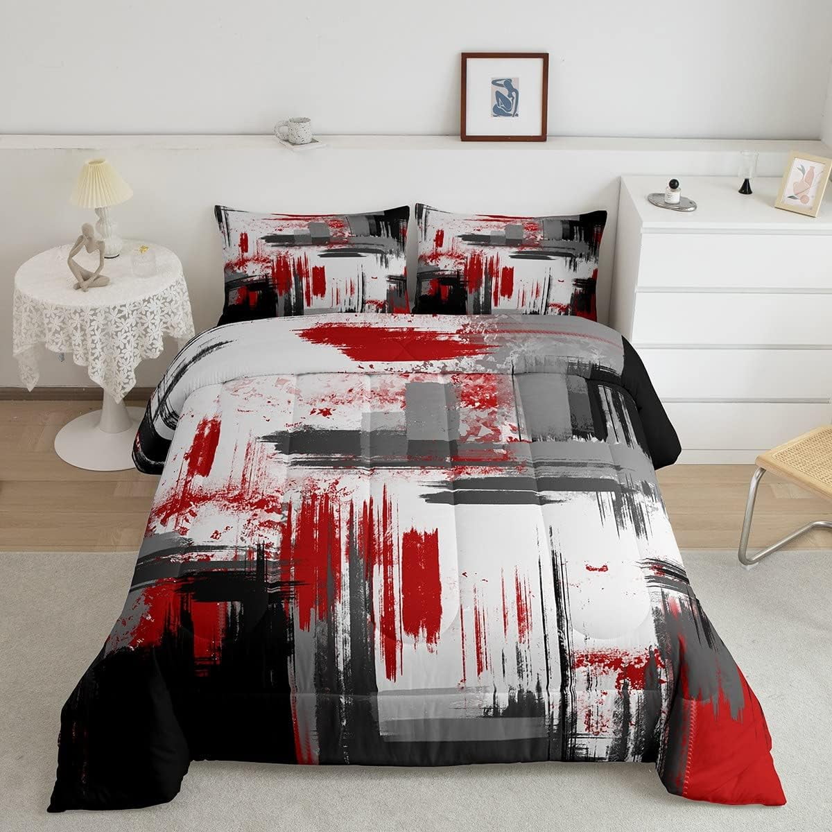 YST Abstract Comforter Modern Abstract Art Comforter Set for Boys Girls ...