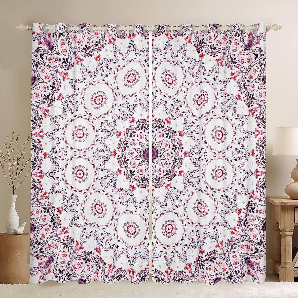 YST Abstract Flower Curtains & Drapes for Girls Women Hippie Medallion ...