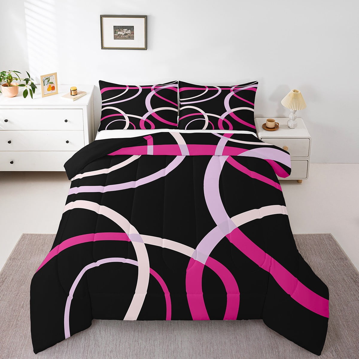 Black And Pink Comforter Set