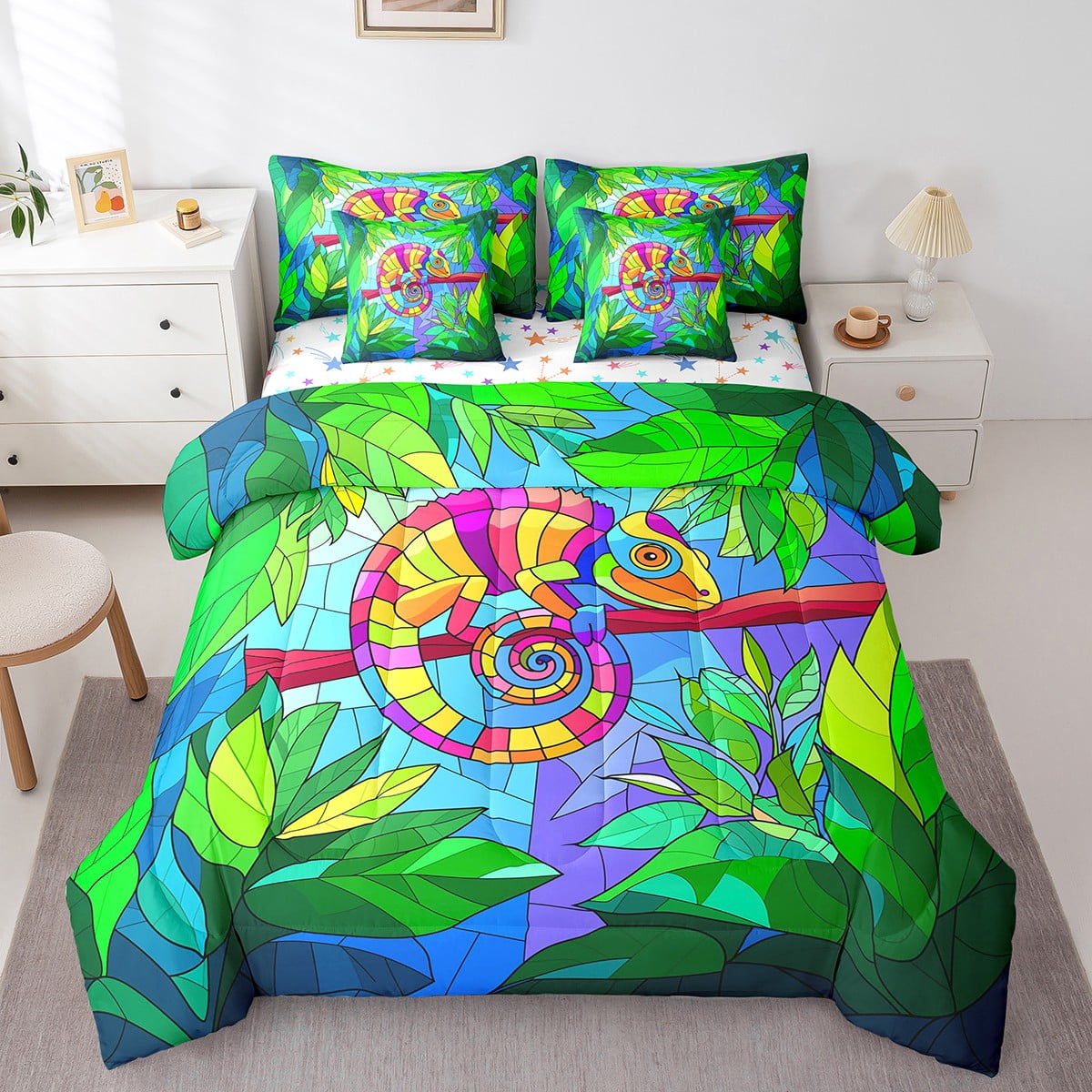YST Abstract Lizard Bed in a Bag King Comforter Set 7 Piece,Tropical ...
