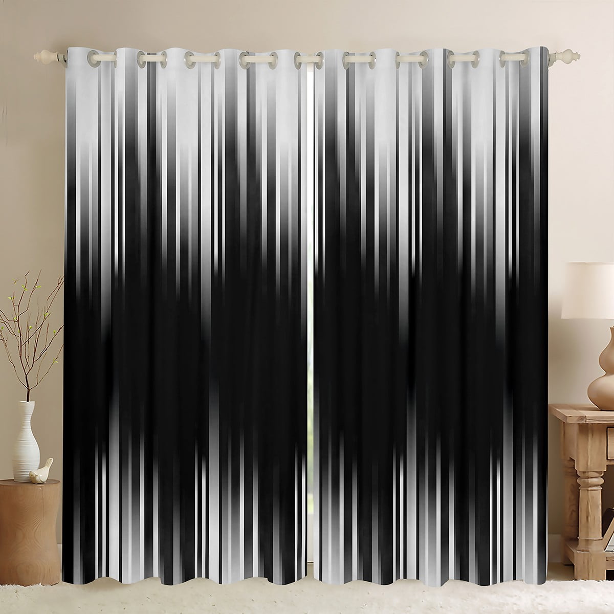 Erosebridal Abstract Ombre Curtains Blackout Gray White Black Curtains ...