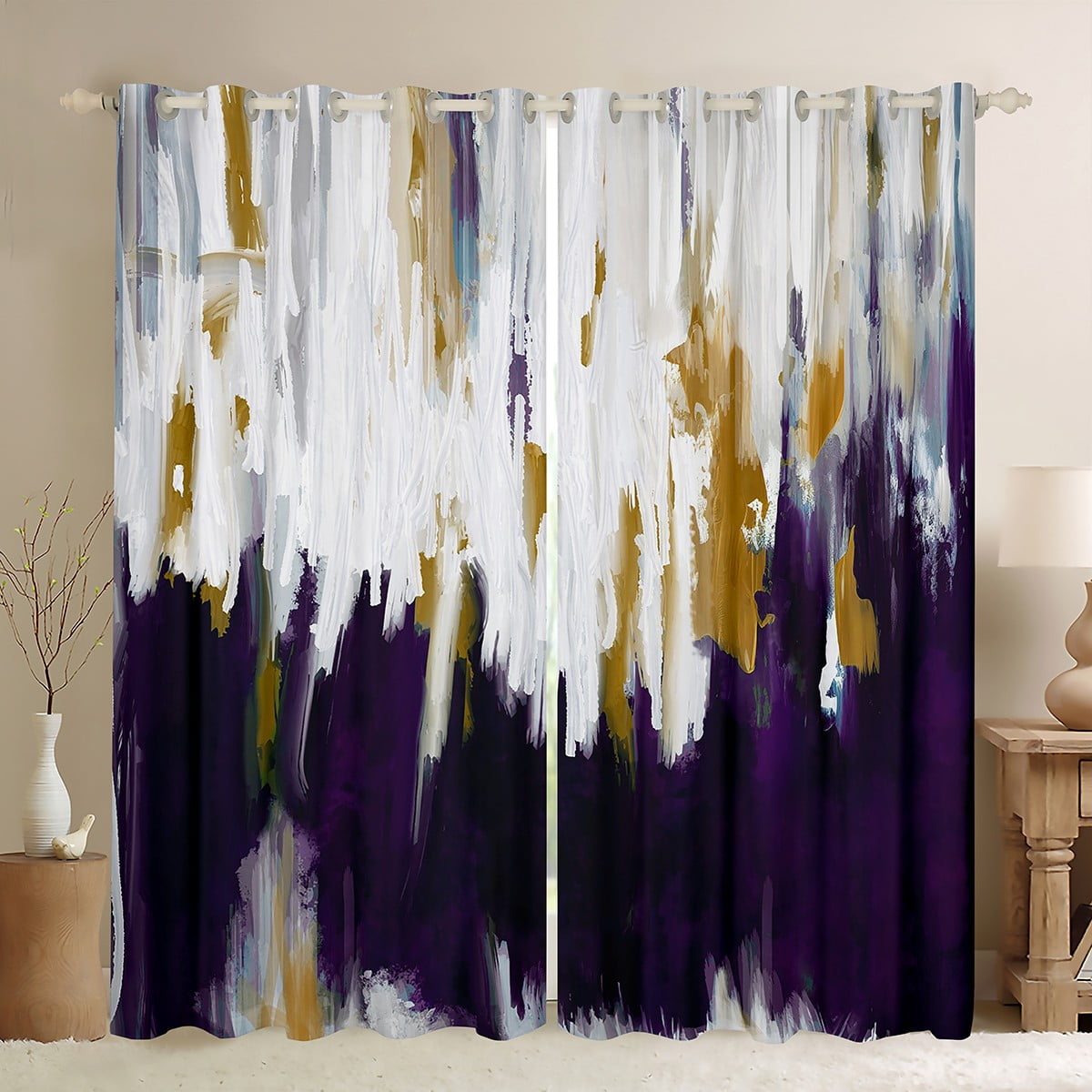 YST Abstract Ombre Curtains & Drapes White Purple Curtains, Gradient ...