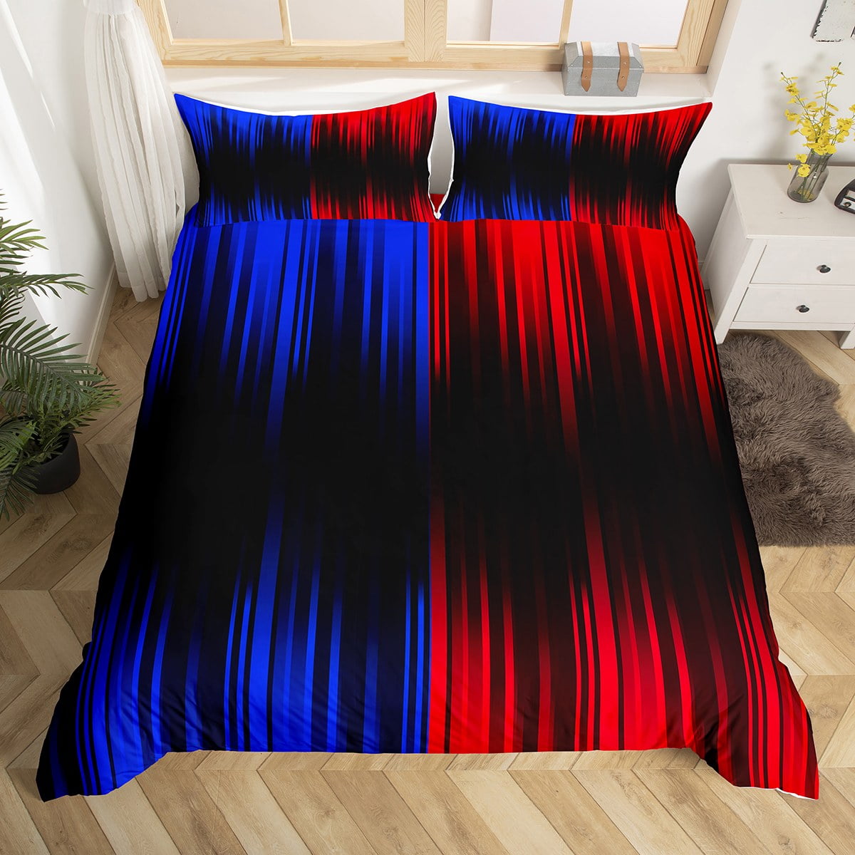 Erosebridal Abstract Ombre Duvet Cover King Blue Red Black Bedding Set ...