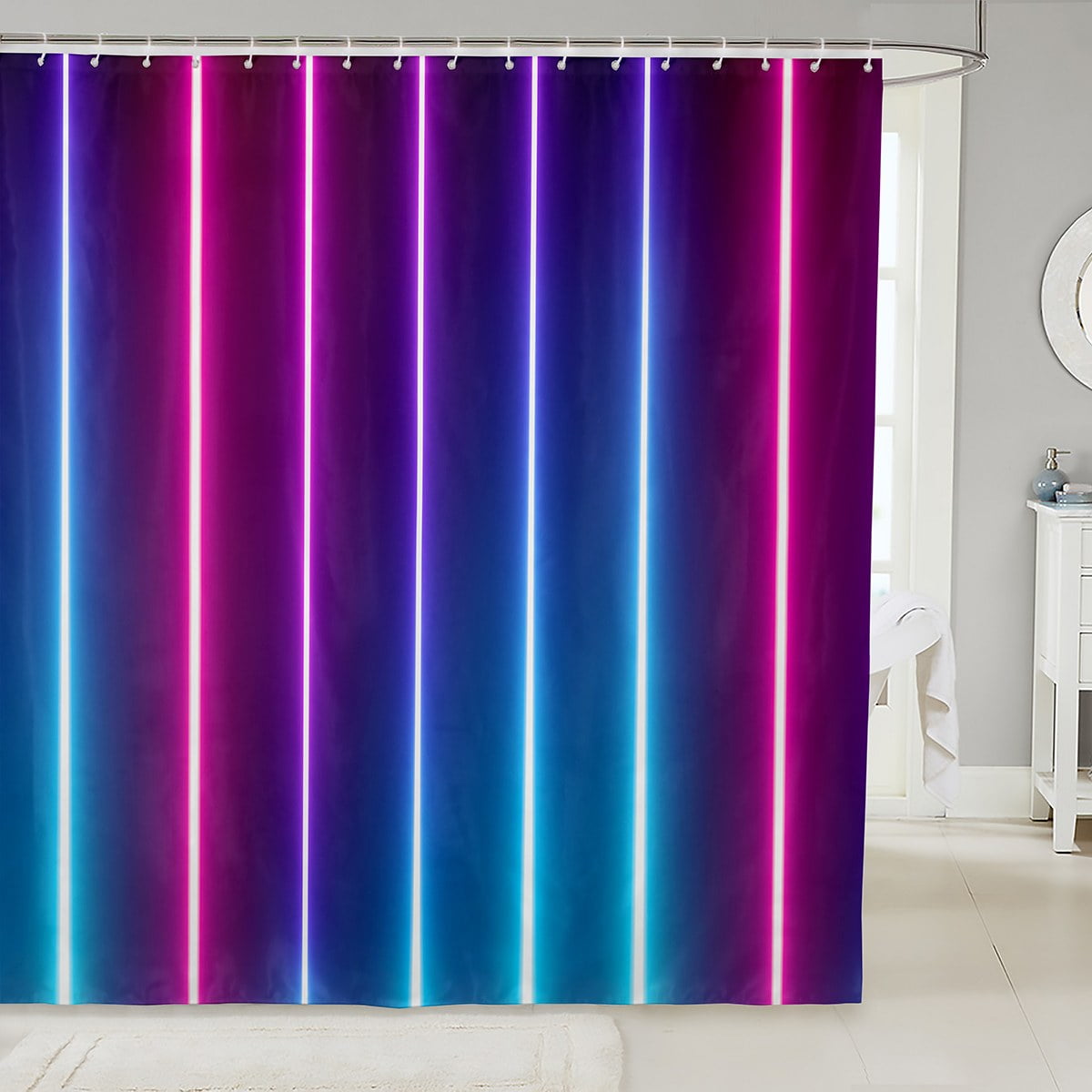 Abstract Ombre Shower Curtain,Pink Blue Teal Neon Bathroom Curtains ...