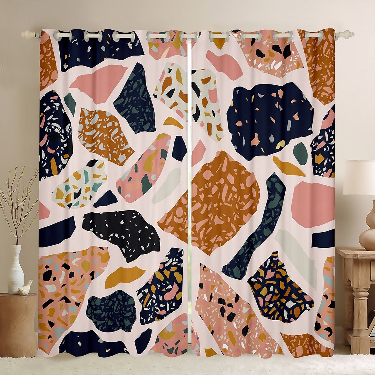 YST Abstract Stone Curtains & Drapes Modern Art Blackout Curtains ...
