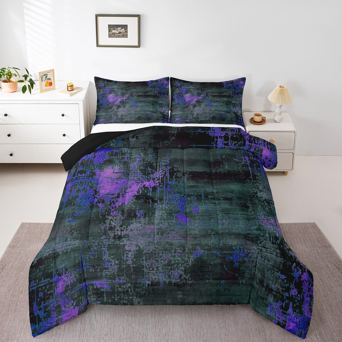 Erosebridal Abstract Watercolor Queen Comforter Set,Exotic Farmhouse ...