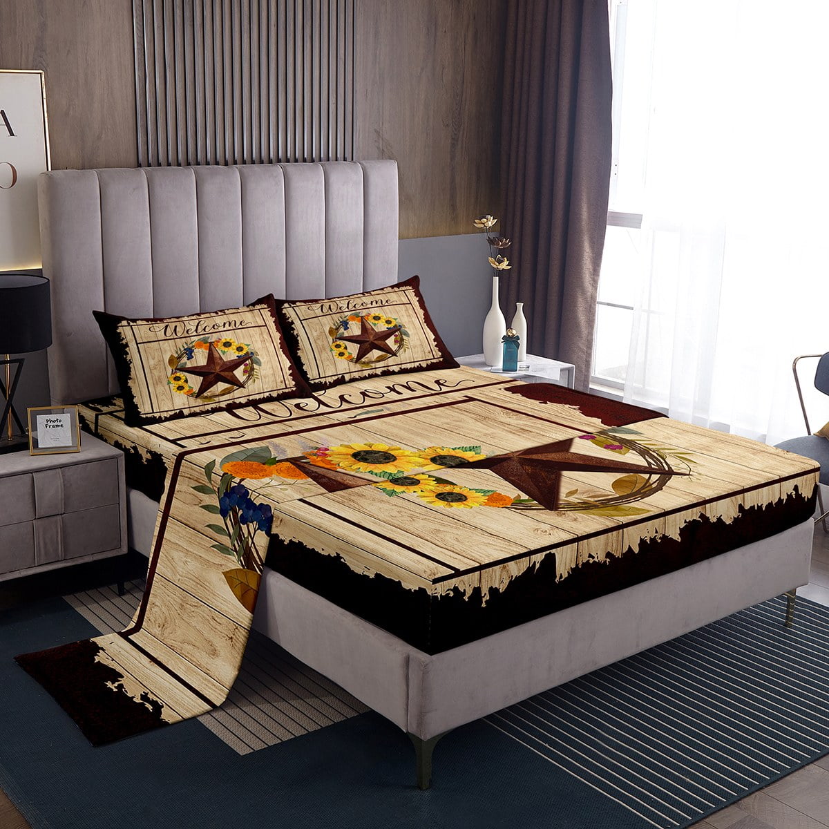 YST Adults Texas Star Sheet Set Queen Western Bedding Set For Men Women ...