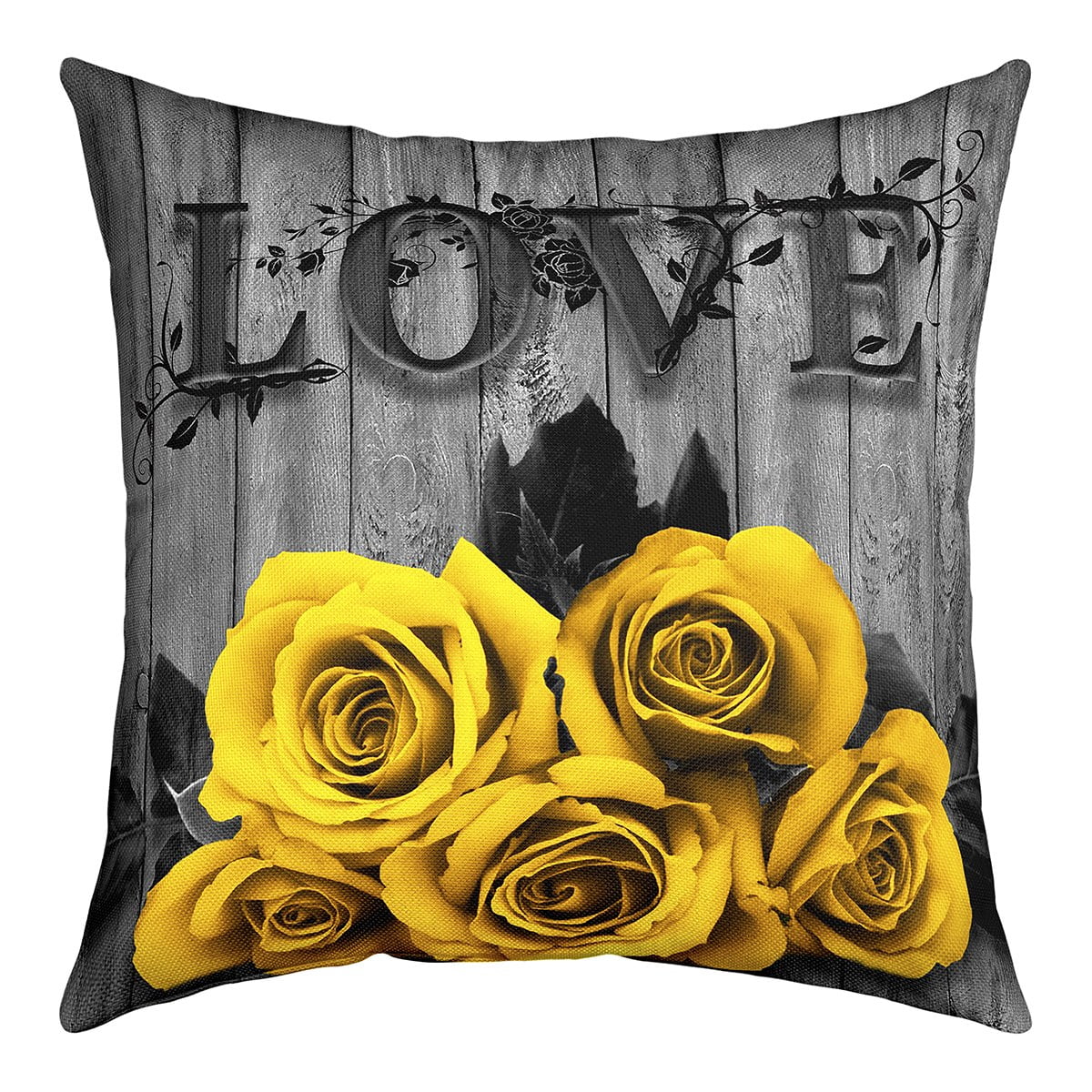 YST Aesthetics Rose Pillow Cover 20x20 inch Retro Black Grey Yellow ...