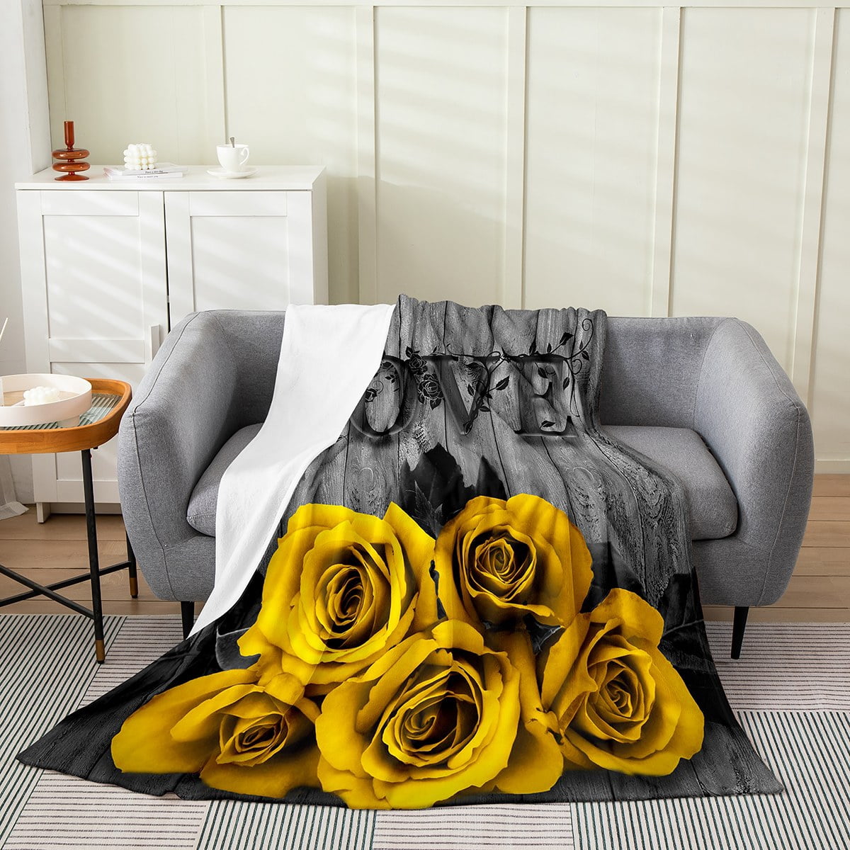 YST Aesthetics Rose Throw Blanket Baby 30x40 inch Retro Black Grey ...