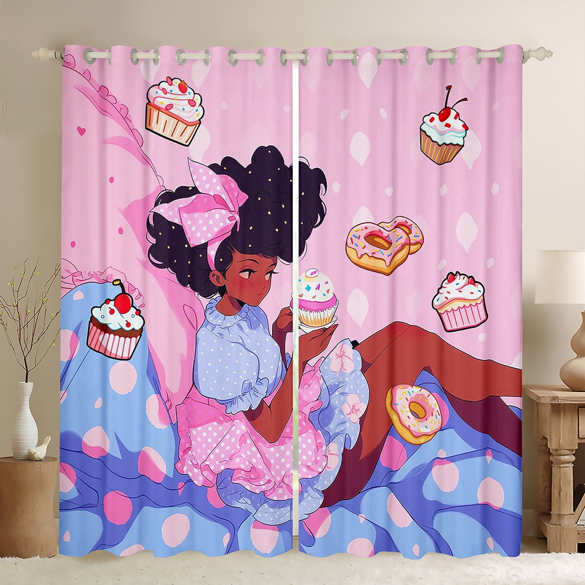 American Black 30%-50% Blackout Curtains Afro-American Curtains, Cute Magic Black Window ...