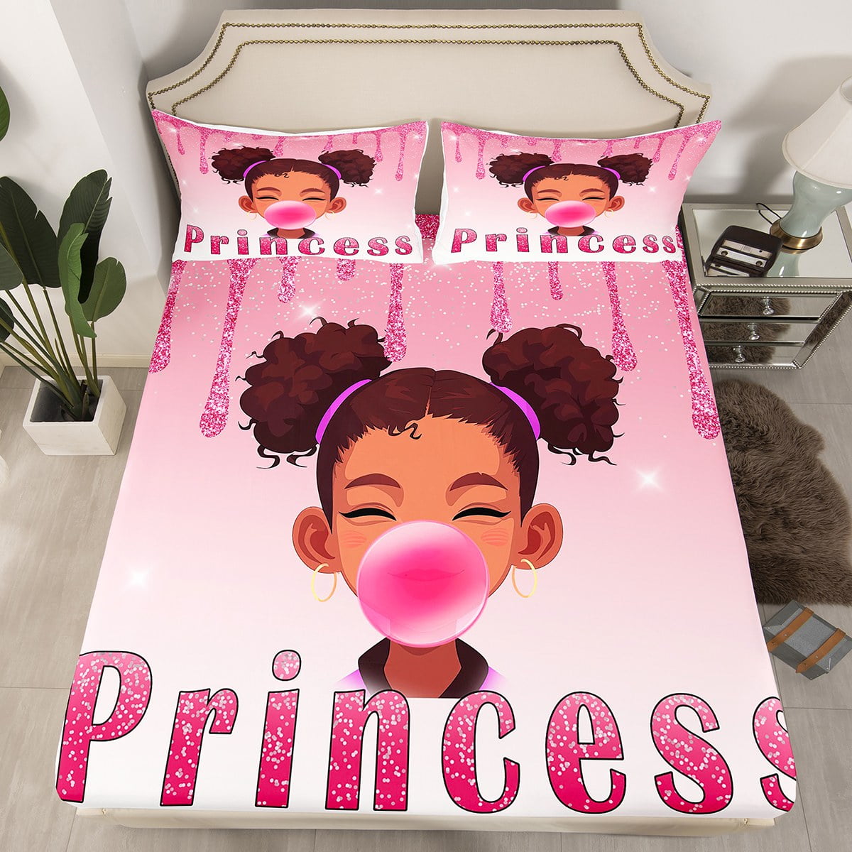 African Style American Black Bedding Set Queen Size, Kawaii Black ...