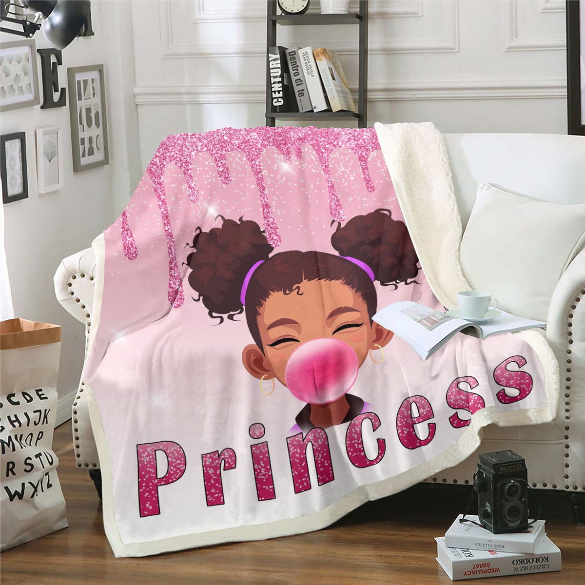 African Style American Black Fleece Blanket Twin Size, Kawaii Black ...