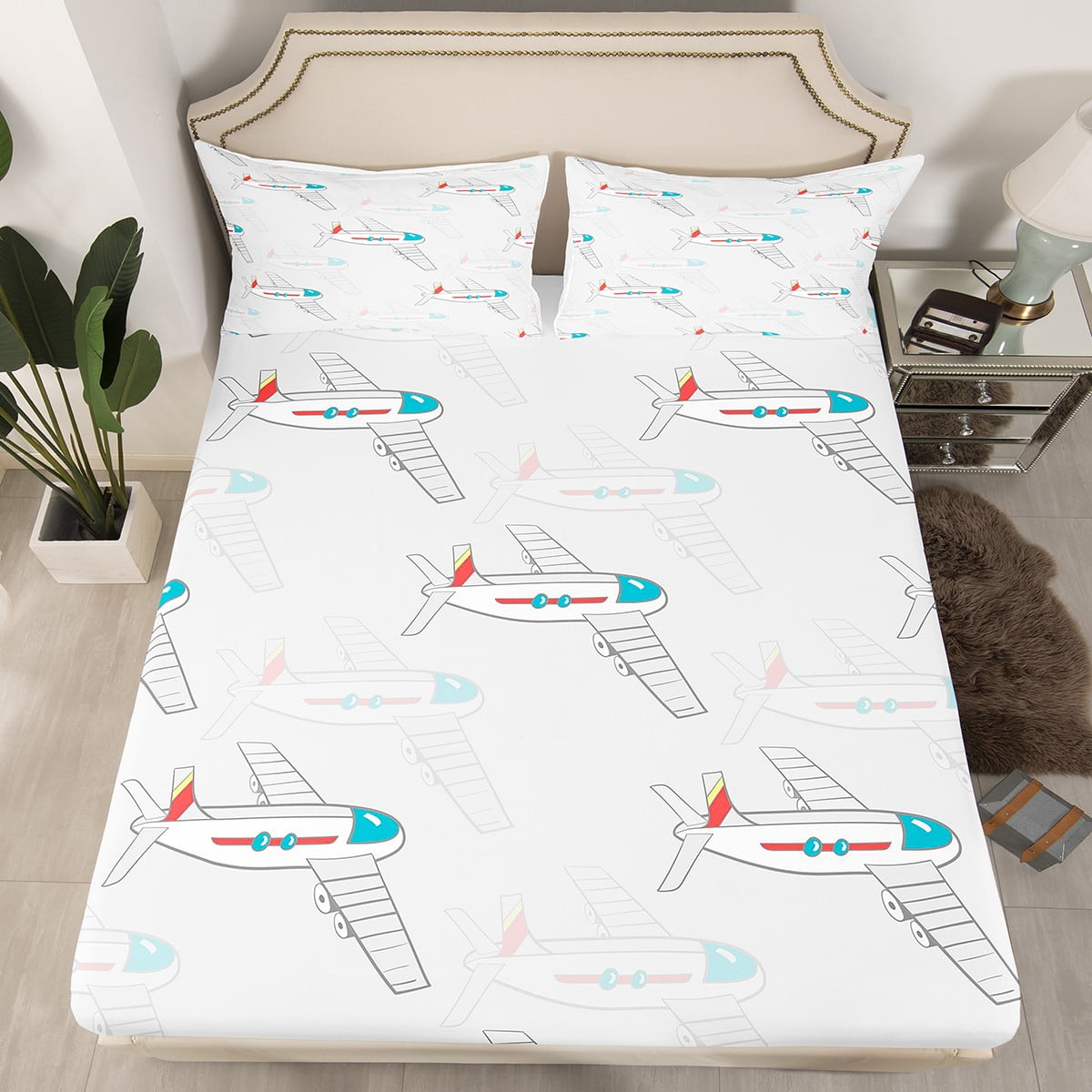 Erosebridal Aircraft Twin Bed Sets Teens Cartoon Airplane ...