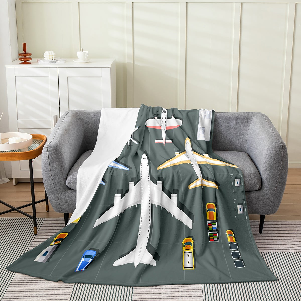 YST Airplane Blanket Cars Helicopter Aircraft Toddler Fleece Blanket ...