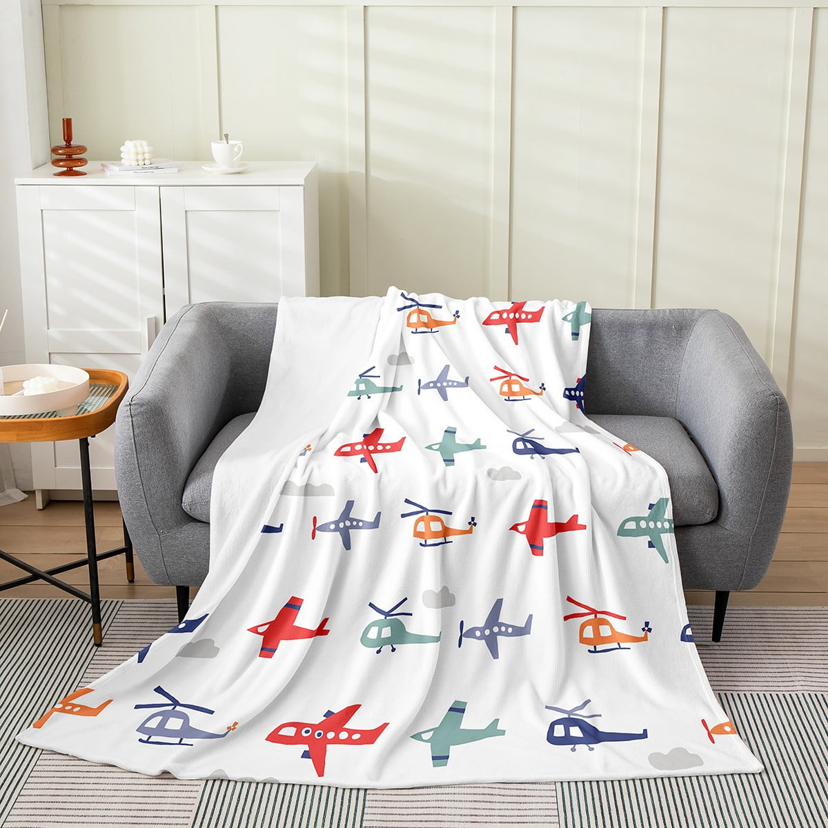 Airplane Blanket Multicolor Aircraft Fleece Blanket,Watercolor ...