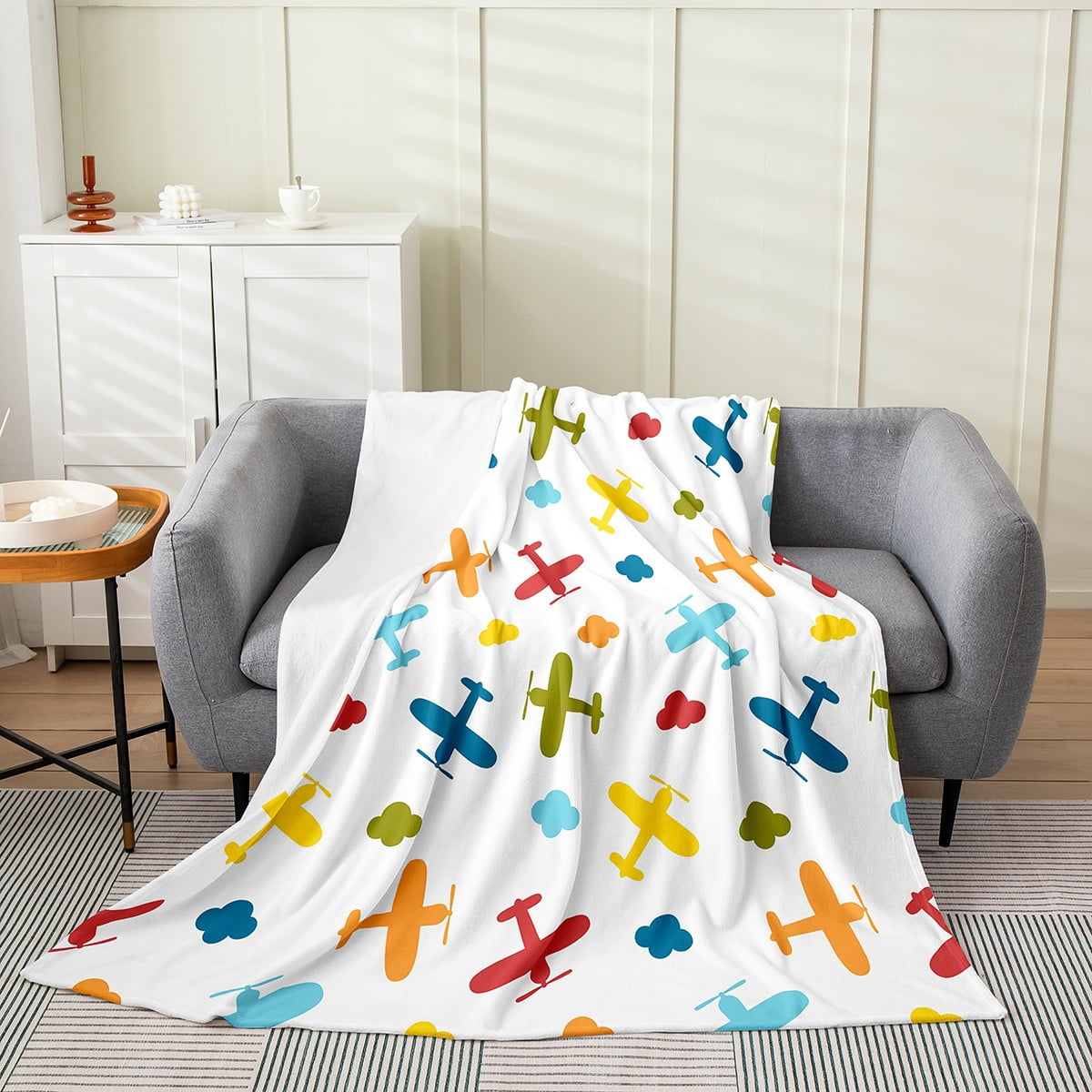YST Airplane Blanket Multicolor Aircraft Fleece Blanket,Watercolor ...