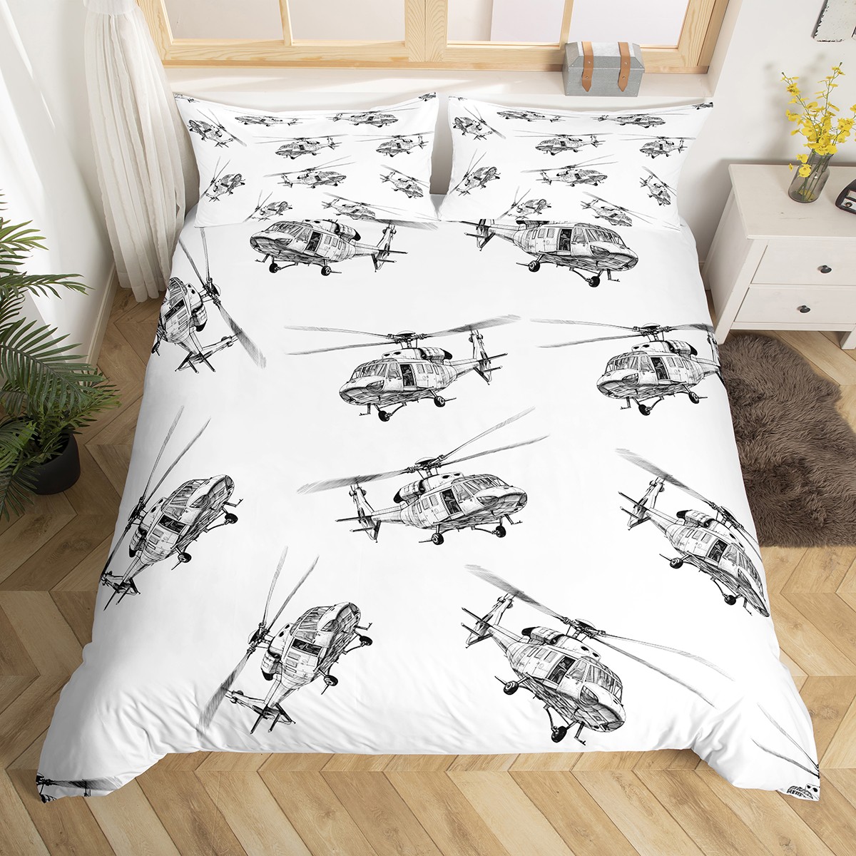 YST Airplane Comforter Cover Queen,Teens Boys Aircraft Duvet Cover,Hand ...