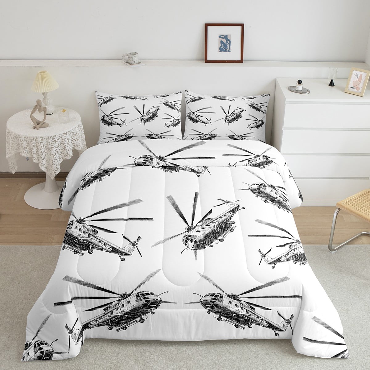 YST Airplane Comforter Set King,Teens Boys Aircraft Bedding Set,Hand ...