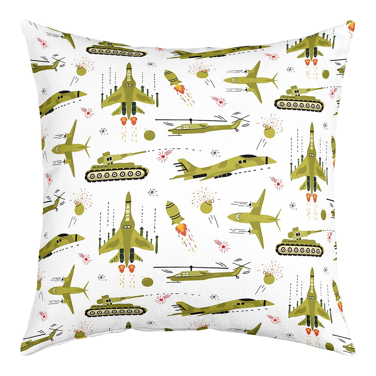 YST Airplane Pillow Cover,Cars Tank Helicopter Aircraft Military Transport Vehicles Throw Pillow ...