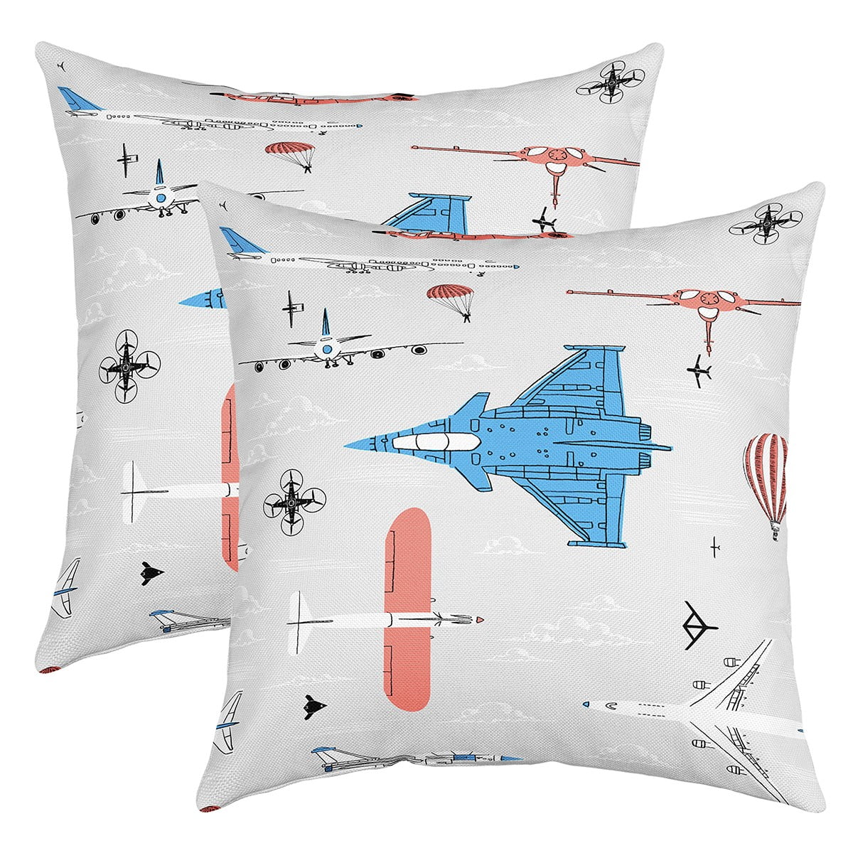 YST Airplane Throw Pillow Covers 16x16 Inch Set of 2,Toddler Aircraft ...