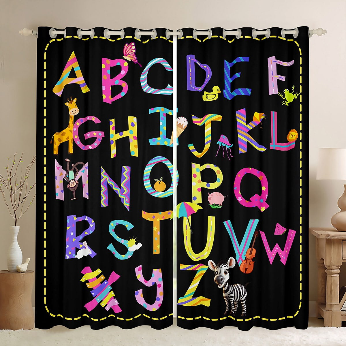 YST Alphabet Curtains for Kids,Cartoon English Alphabet Insulated ...