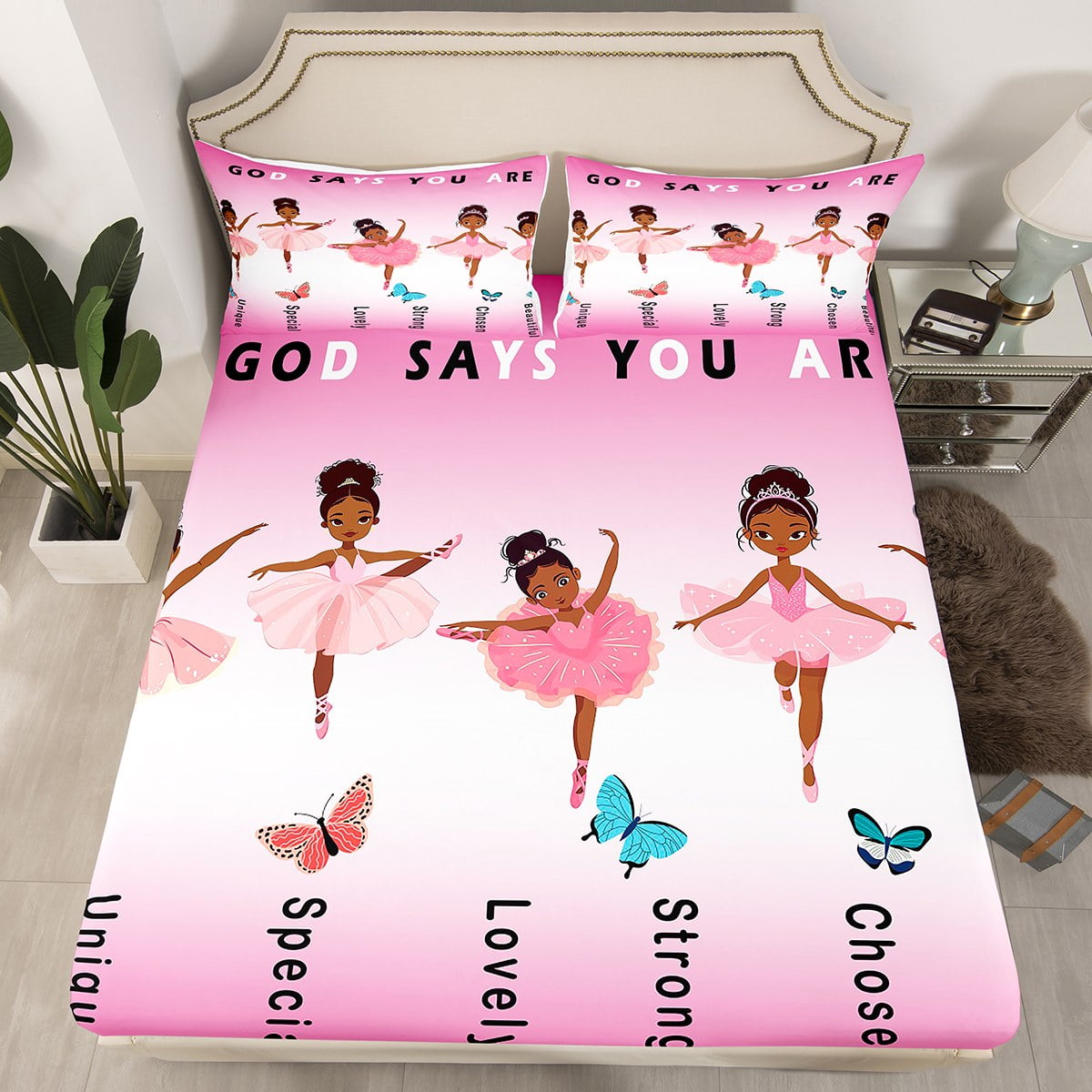 YST American African Ballerinan Bed Sheets Deep Pocket Black Girls ...