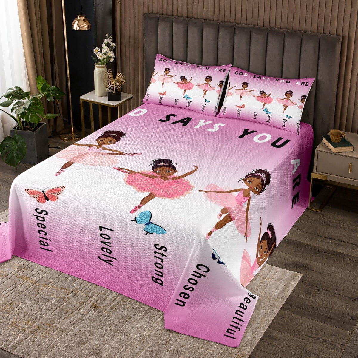 Erosebridal American African Ballerinan Bedspread Set Black Girls Twin ...