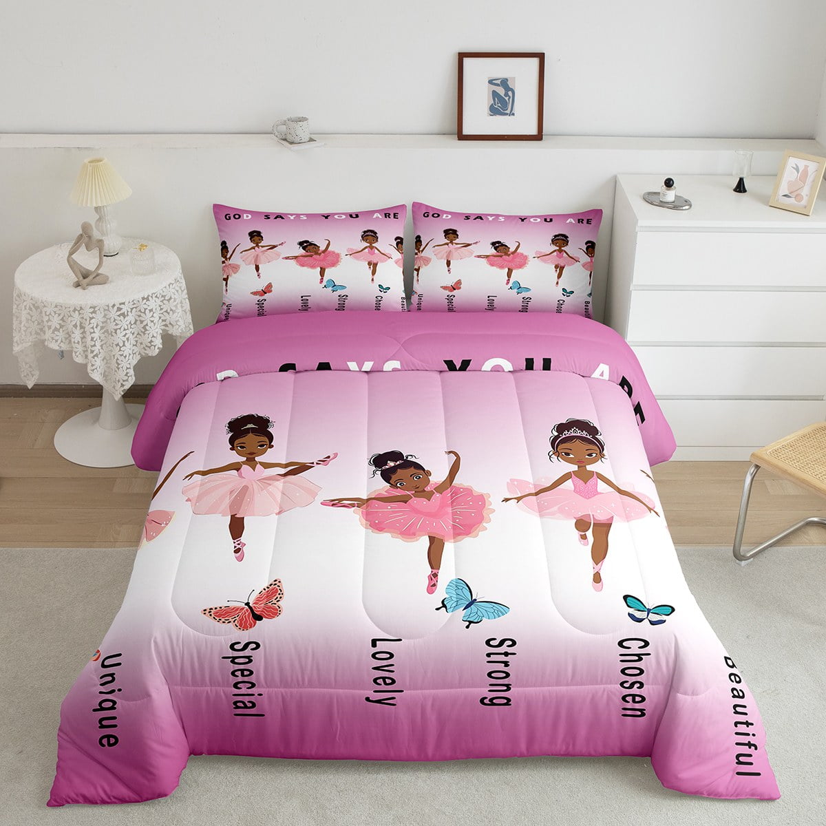 YST American African Ballerinan Comforter Set Black Girls Twin Bedding ...