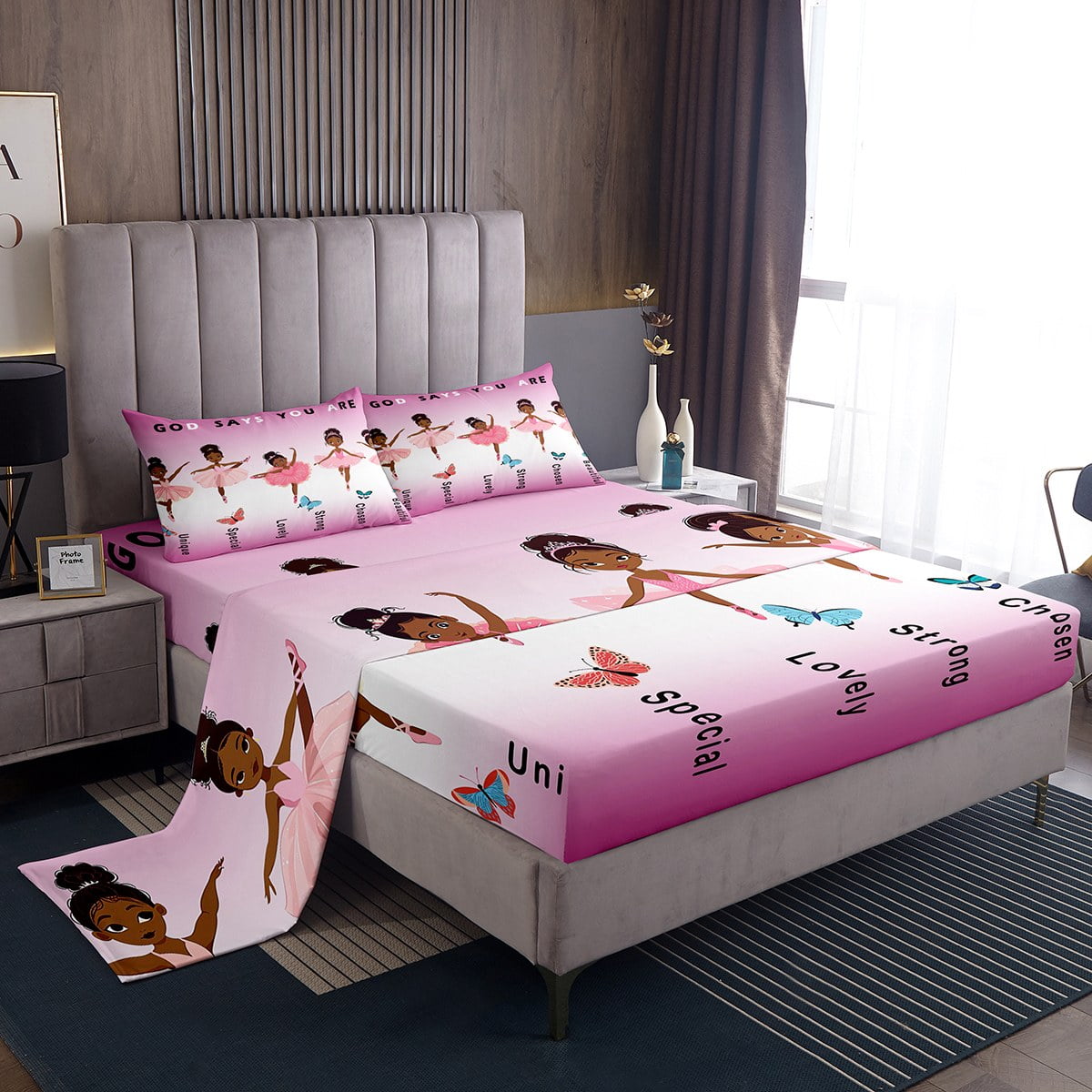 YST American African Ballerinan Sheet Set Black Girls Twin Bed Sheets ...