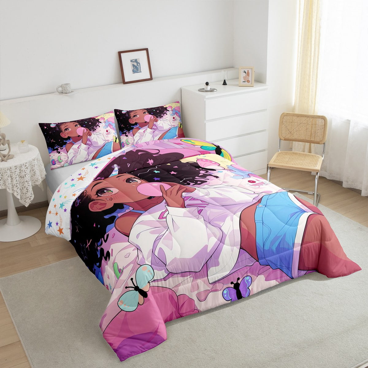 Erosebridal American African Comforter Set Queen Cute Black Bedding Set ...