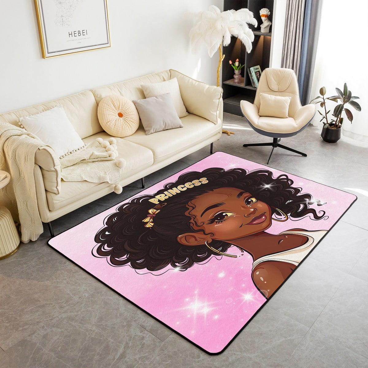 Erosebridal American African Lady Area Rug Women,Black Afro Carpet 3x5 ...