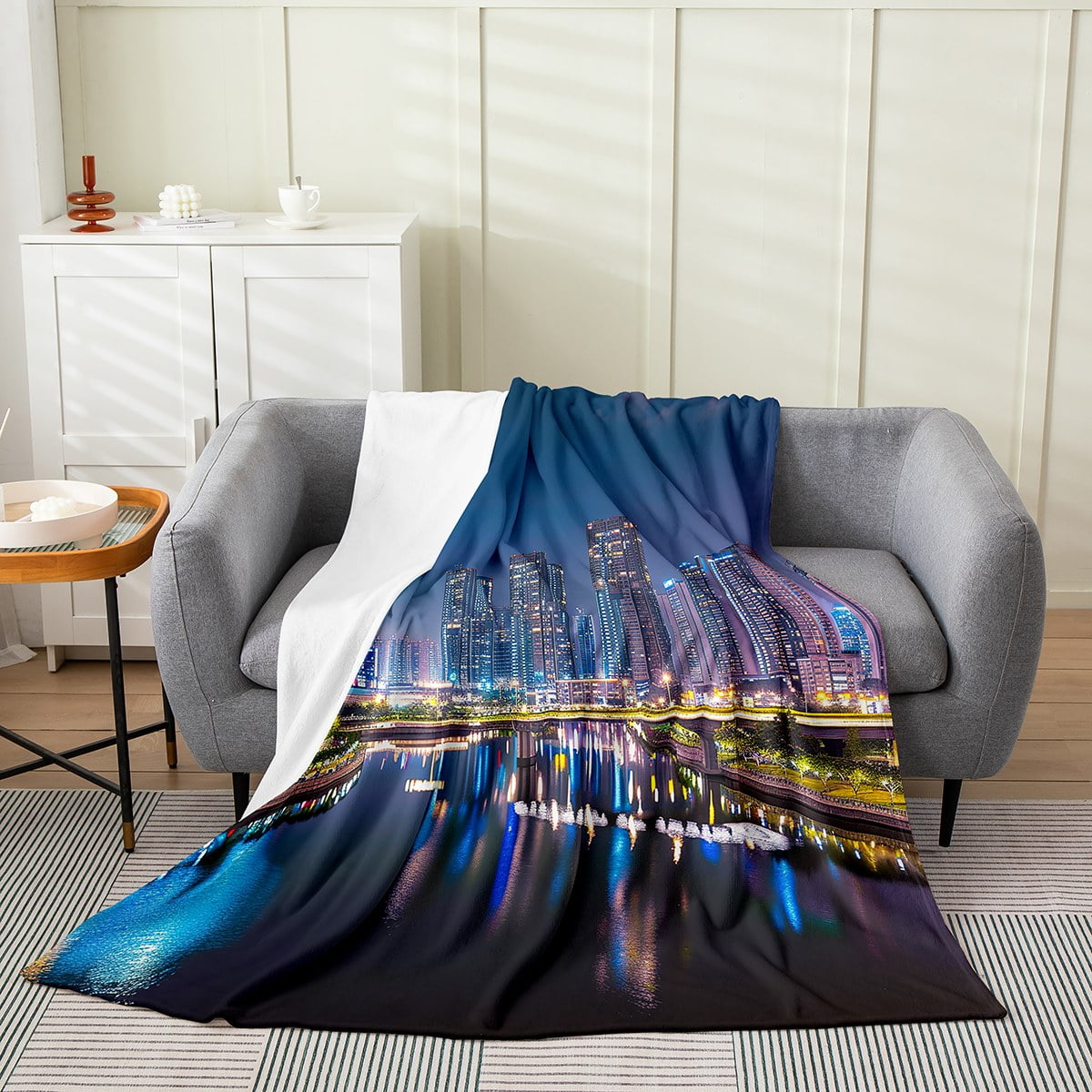 American Cityscape Blanket,Modern City Building Throw Blanket for Man ...