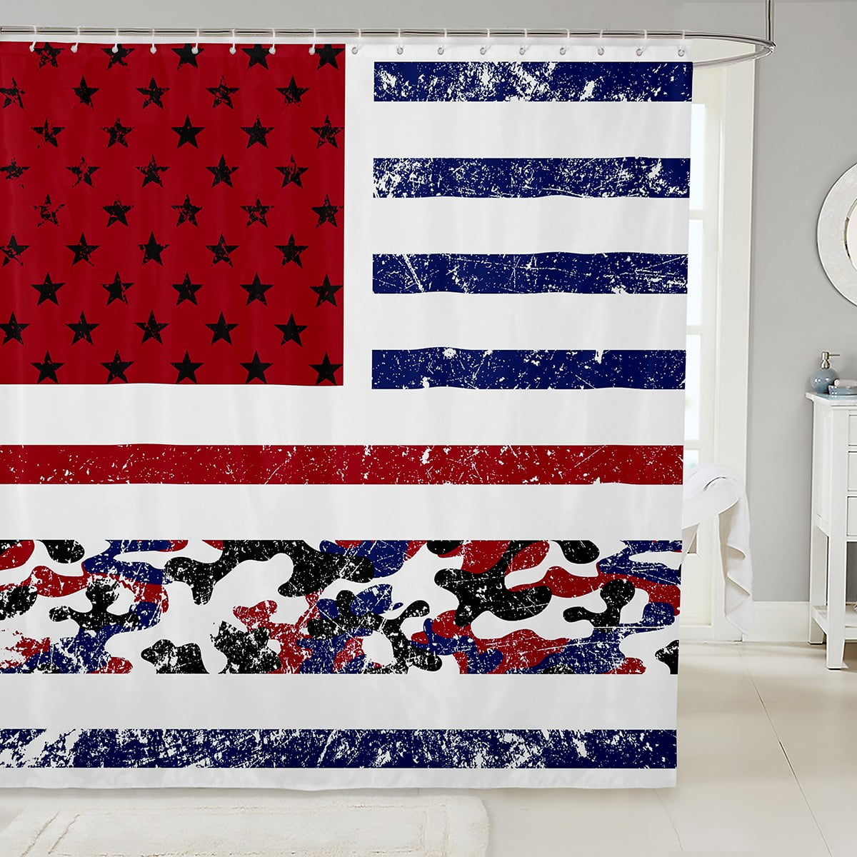 American Flag Bathroom Shower Curtain Sets Stars and Stripes Shower ...