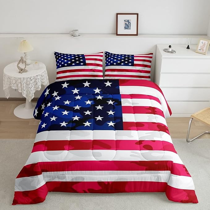American Flag Bedding Set Camouflage USA Flag Comforter Set Army Camo ...