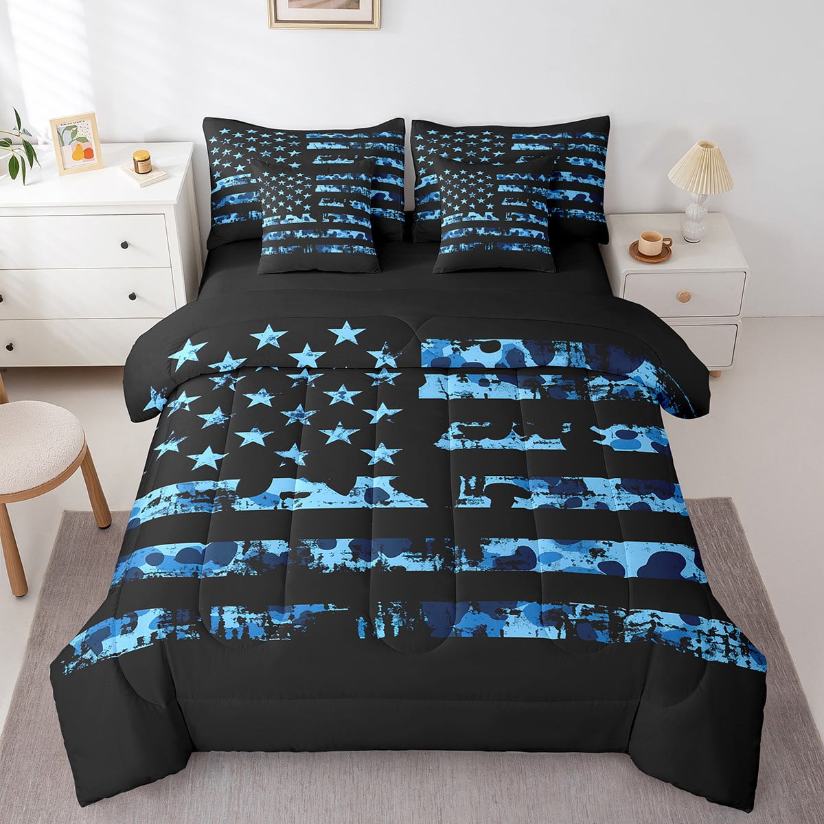American Flag Comforter Set 7 Pieces Bed In A Bag Queen Size ...
