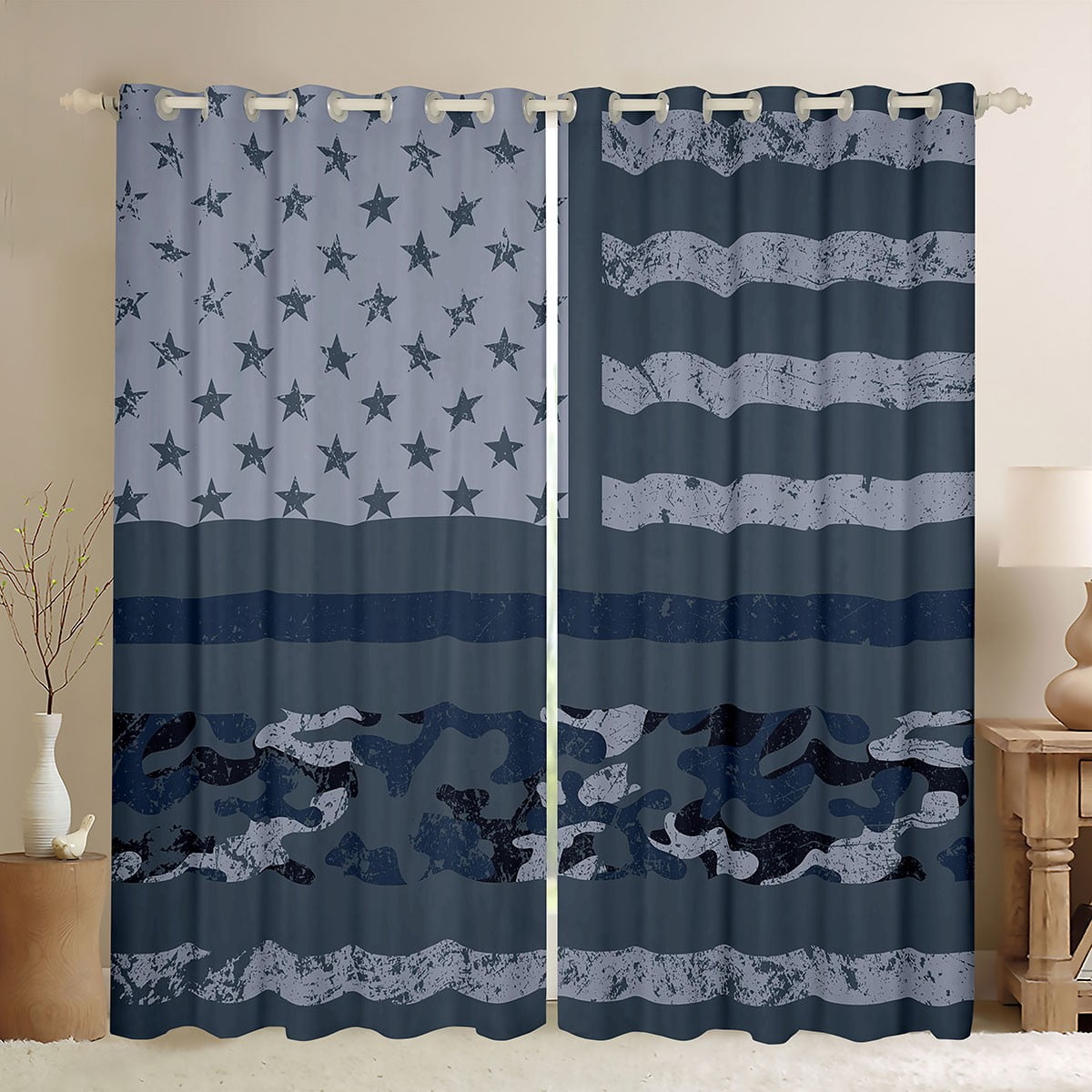 YST American Flag Curtains & Drapes for Kids Toddler Boys Camo Usa Flag ...